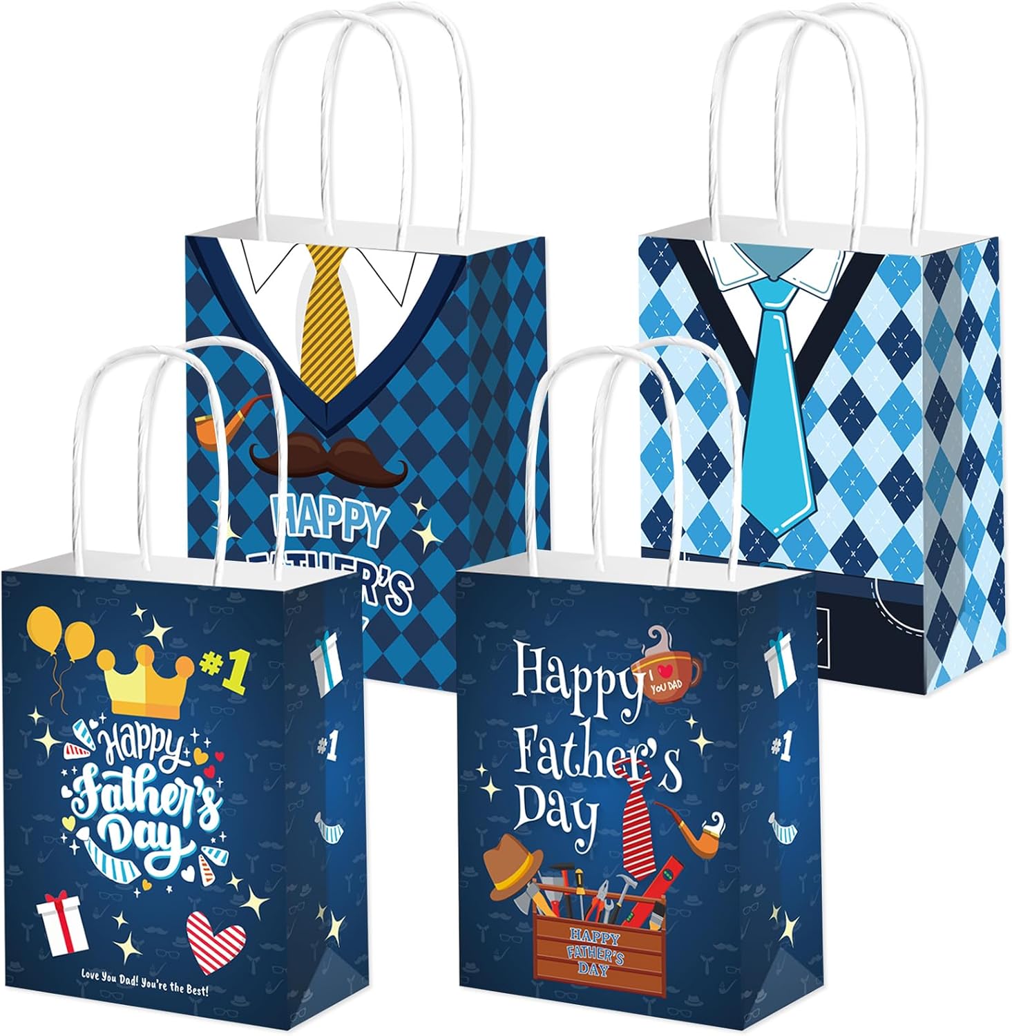 Amazon.com: Habbiful 12pcs Fathers Day Gift Bags with Handle Happy ...