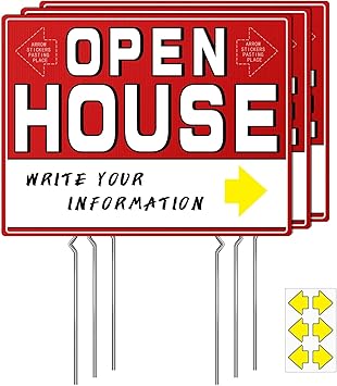 Amazon.com: Open House Signs for Real Estate with Stakes, 17" x 13 ...