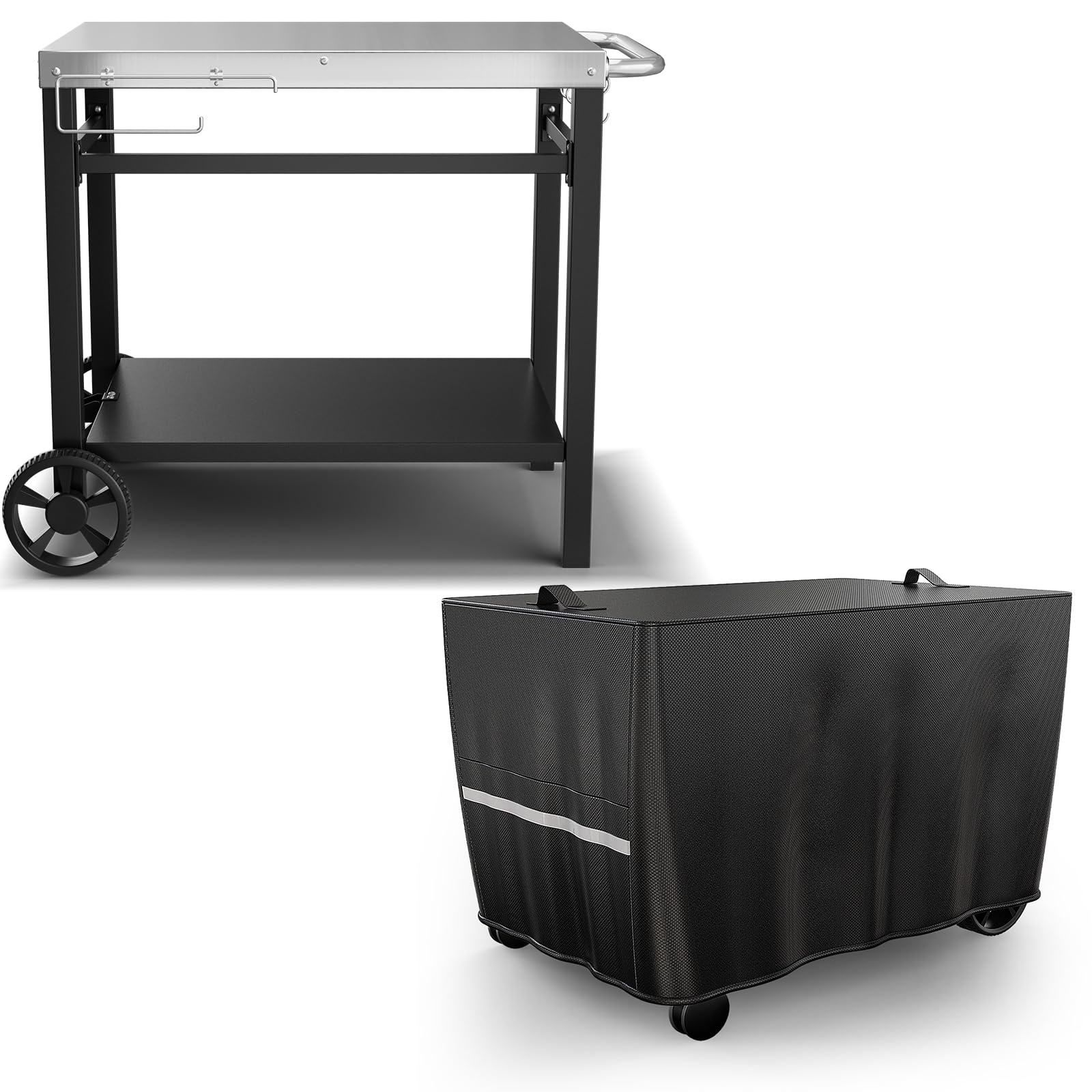 Amazon.com: BBQMall Outdoor Grill Table Cart and Cover Ninja Woodfire ...