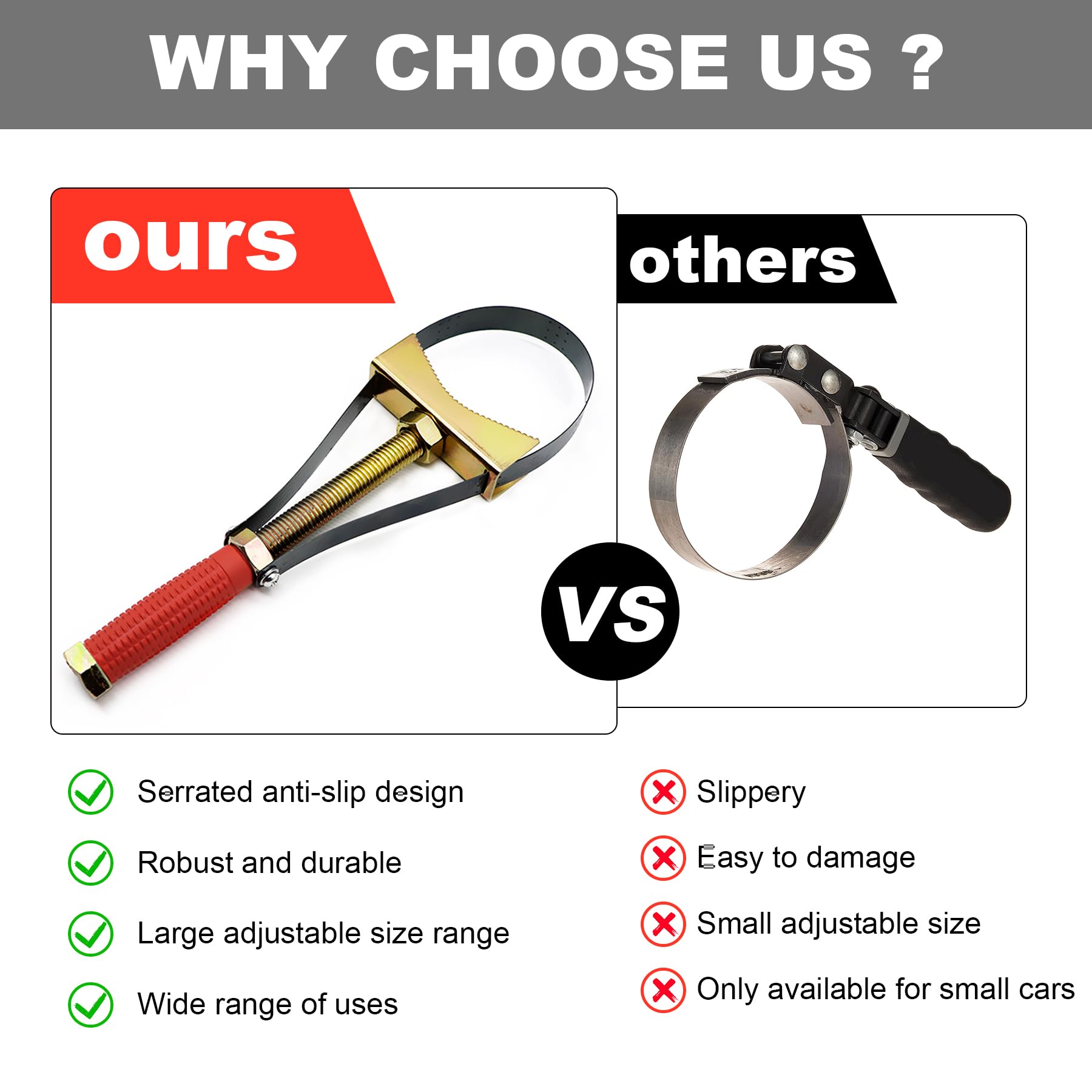Snapklik.com : Oil Filter Wrench Removal Tool,Heavy Duty Adjustable ...