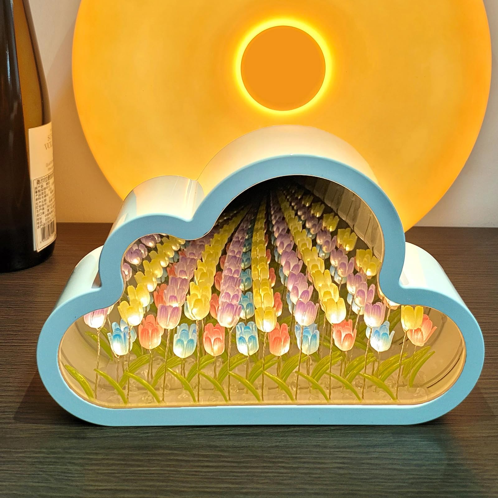 Fximey Colorful Tulip Night Light Cloud Tulip Mirror Night Light LED ...