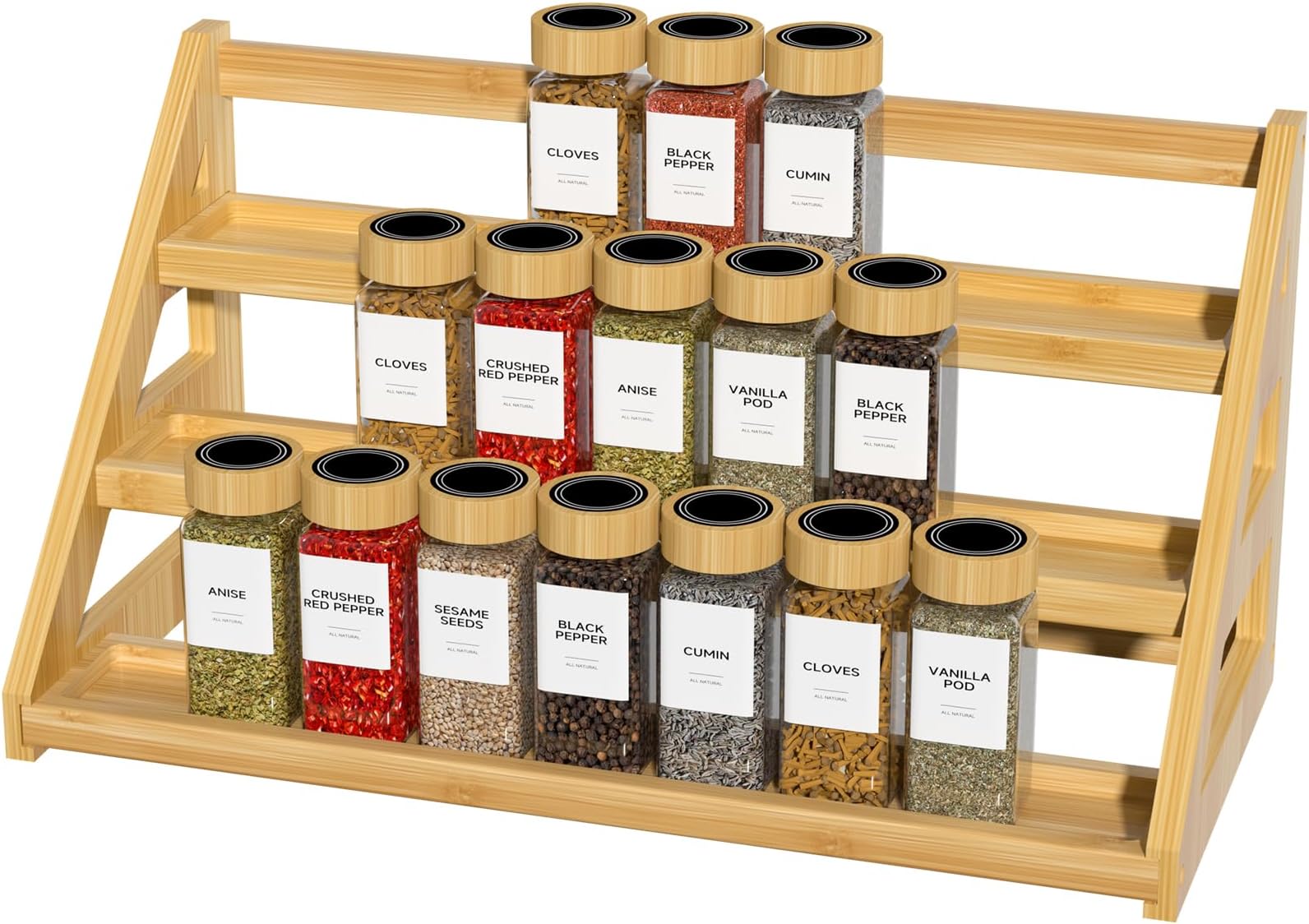 Amazon.com: ECLECTICS KC Wooden Spice Rack Organizer - 3 Tier Shelf for ...