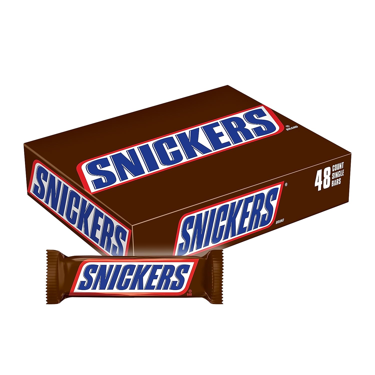 Buy SNICKERS Full Size Bulk Milk Chocolate Candy Bars, 1.86 oz Bar, 48 ...