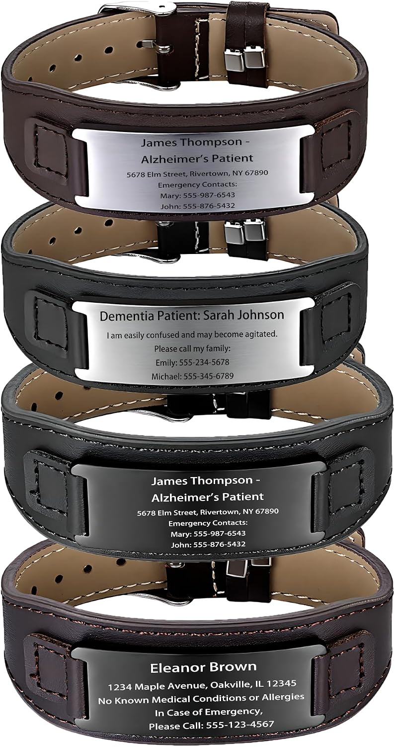 Amazon.com: TYRINHAI ID Bracelets for Elderly | Custom Alzheimers ...