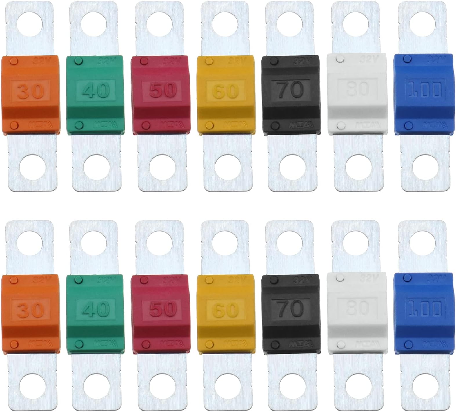 ECSiNG 14PCS Midi Fuses 30/40/50/60/70/80/100Amp 32V Automobile Fuse ...