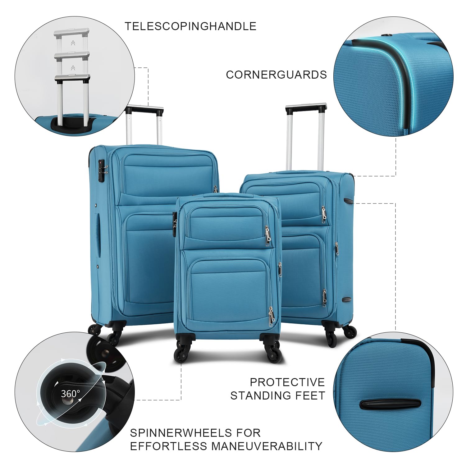Snapklik.com : Merax Luggage Set 3 Piece, TSA Lock Expandable Spinner ...