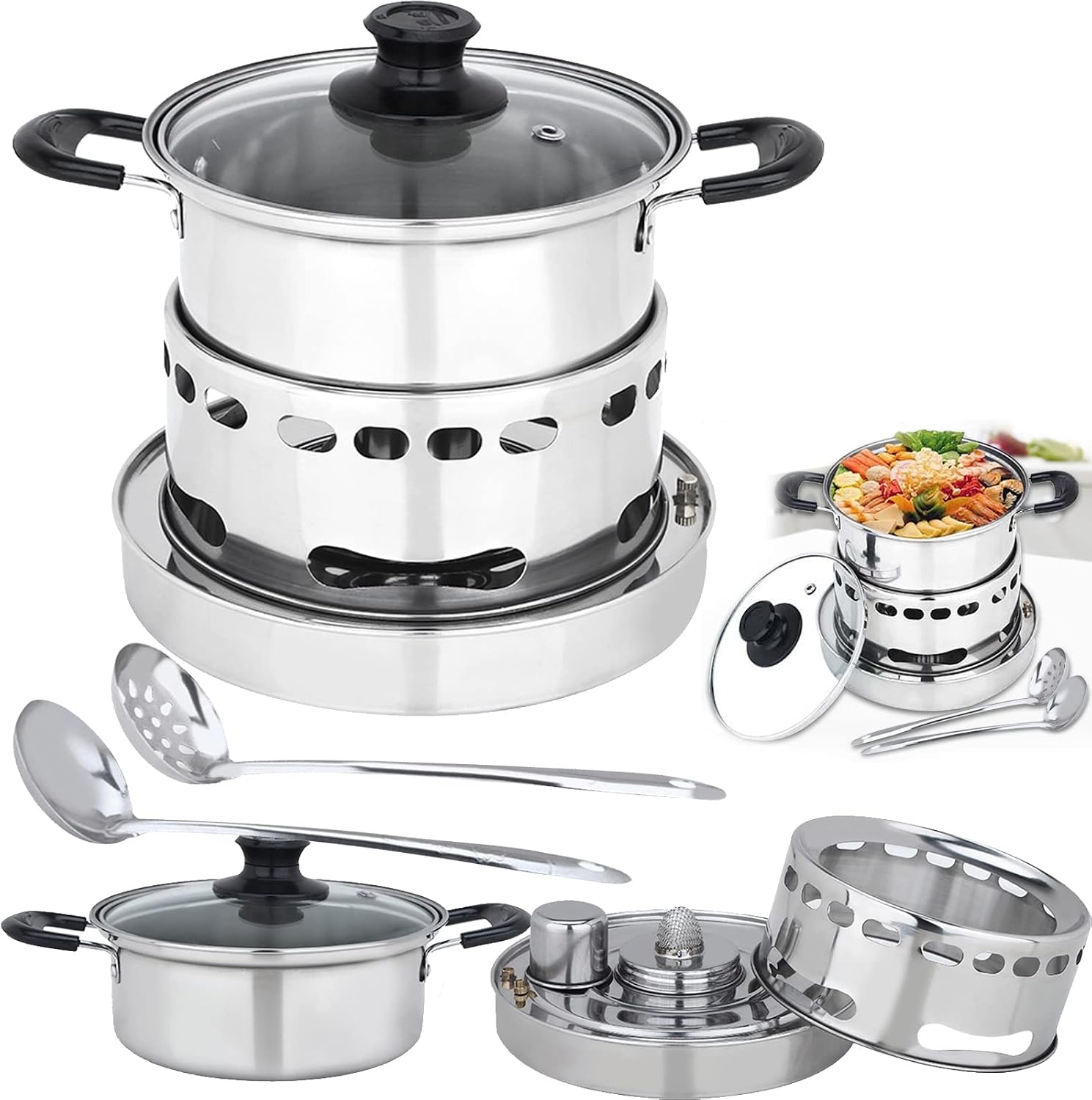 Camping Stove, Spirit Stove With Pot Spoon Funnel Spoon Camping Stove ...