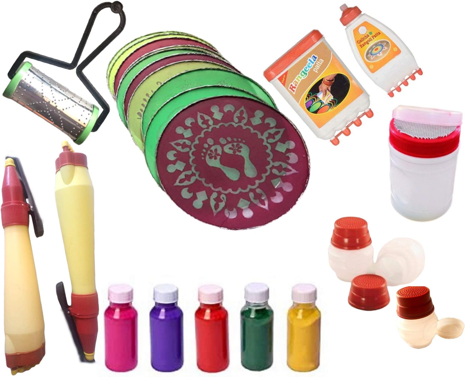 Buy Oramsa® Ready to Draw Rangoli Making Kit of 10pc Jali 8" + 1 Patta ...