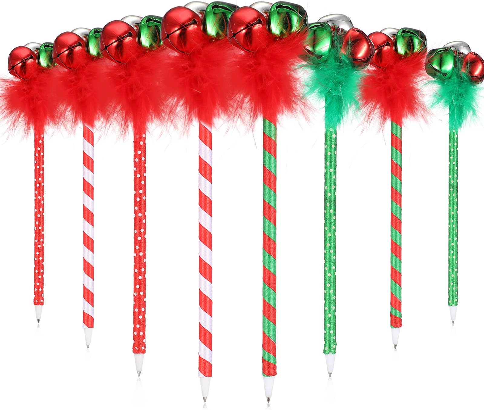 Amazon.com : 12 Pcs Christmas Jingle Bell Pens, Silver Red and Green ...