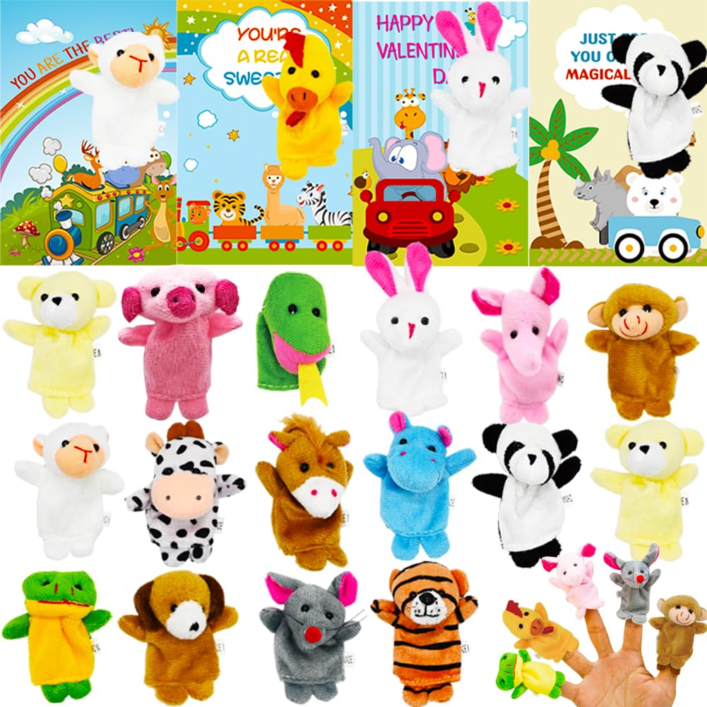 Amazon.com: Valentines Day Card with Plush Animal Finger Puppet Toys ...