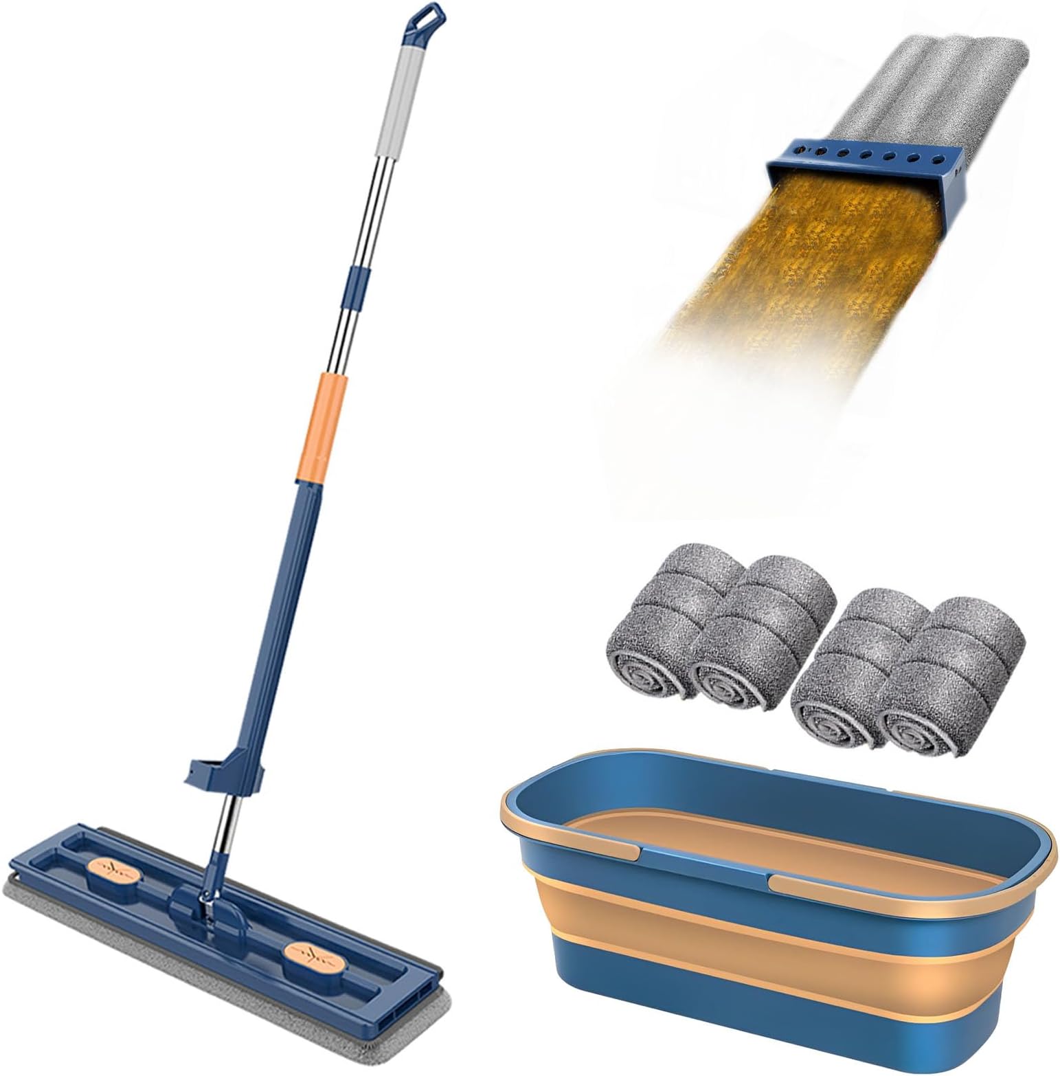 Balais Plat Réglable Rotative à 360° avec Tampons en Fibre Super ...