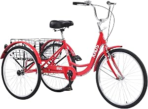 Amazon.com : KNUS Adult Tricycle Single Speed, Adult Trikes 24/26 inch ...