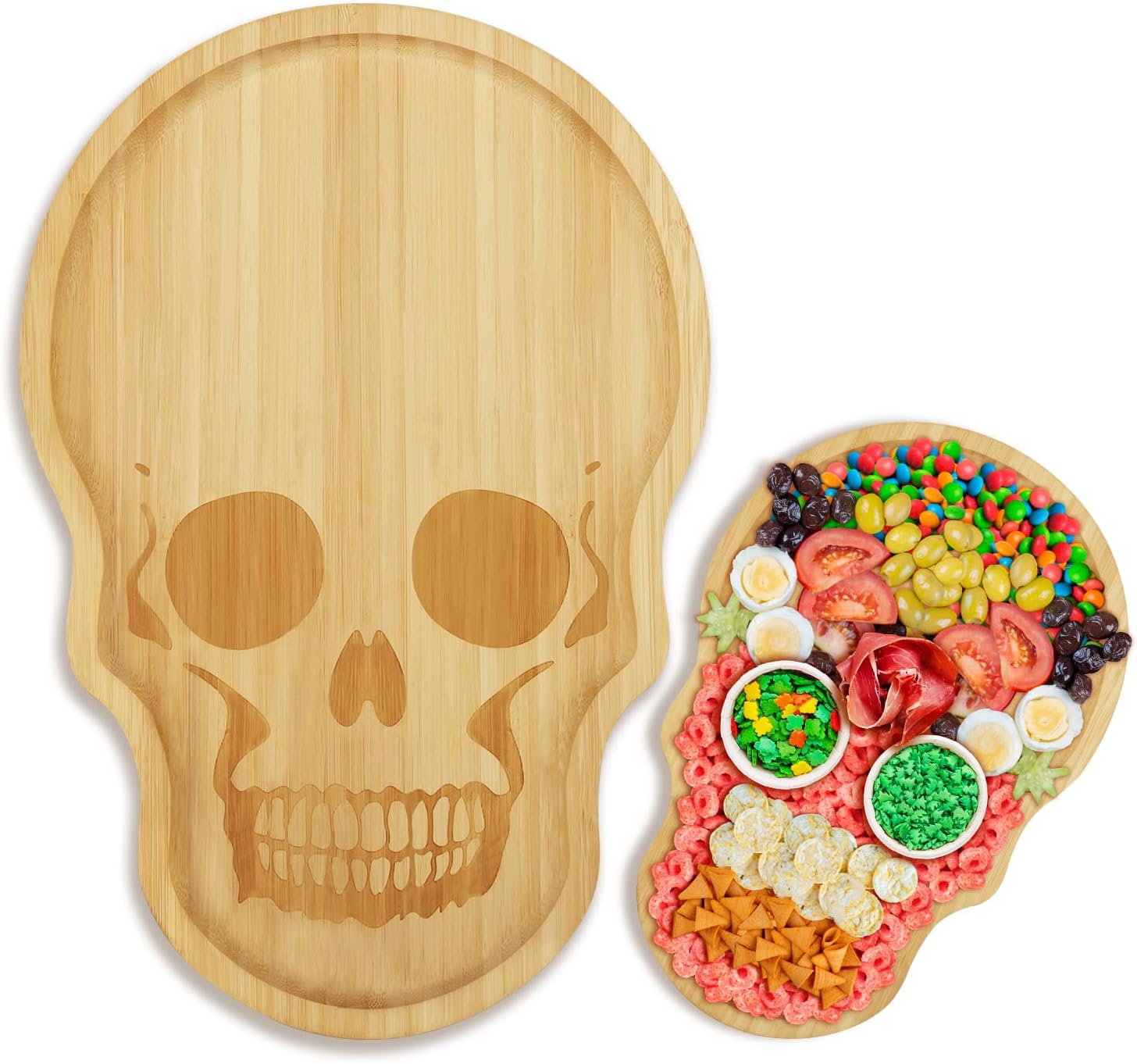 Amazon.com: Jiulory Skull Aperitif Board Unique Bamboo Charcuterie ...