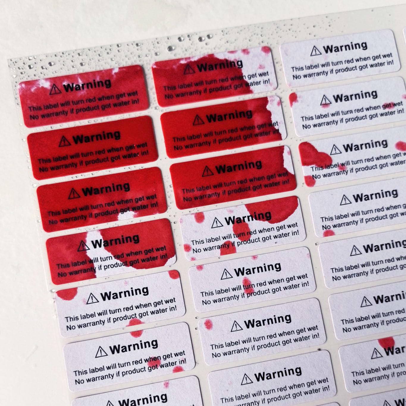Amazon.com : 130pcs 1.6x0.6 inch Water Sensitive Sticker Turn Red When ...