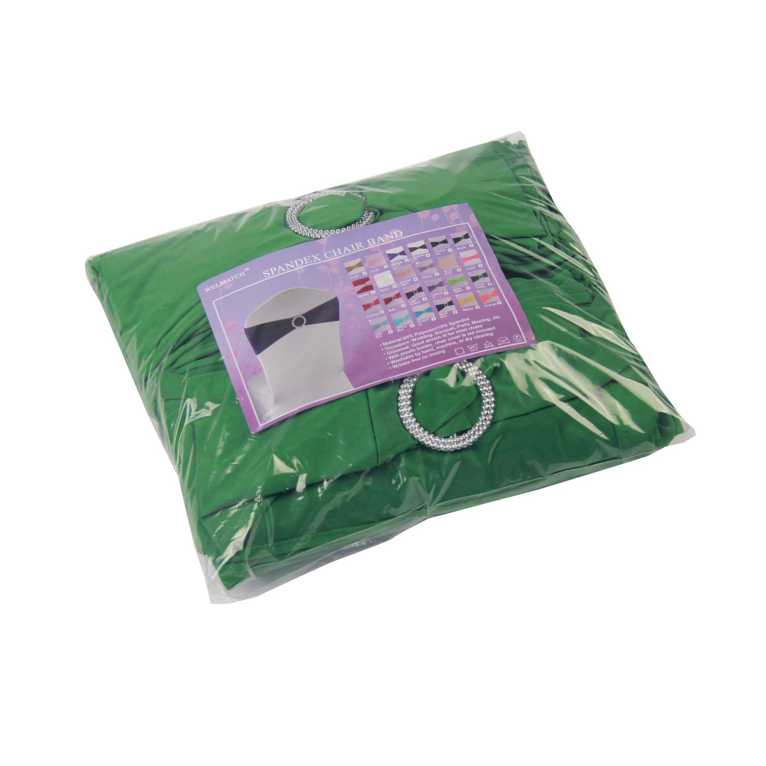 Snapklik.com : WELMATCH Green Spandex Chair Bands Sashes - 50 Pcs ...