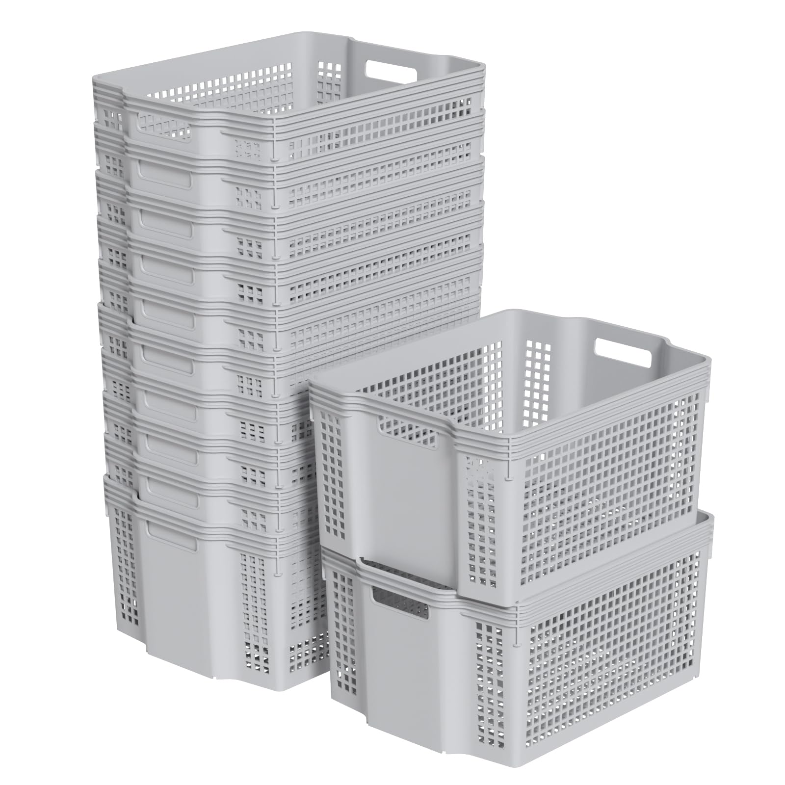 Amazon.com: Wakikini 12-Pack Plastic Deep Storage Basket, Large Plastic ...