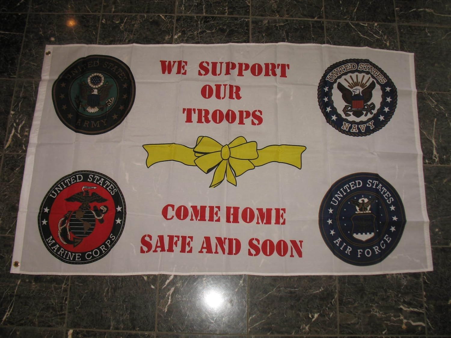 Amazon.com : 3X5 We Support Our Troops Come Home Safe And Soon 4 Badges ...