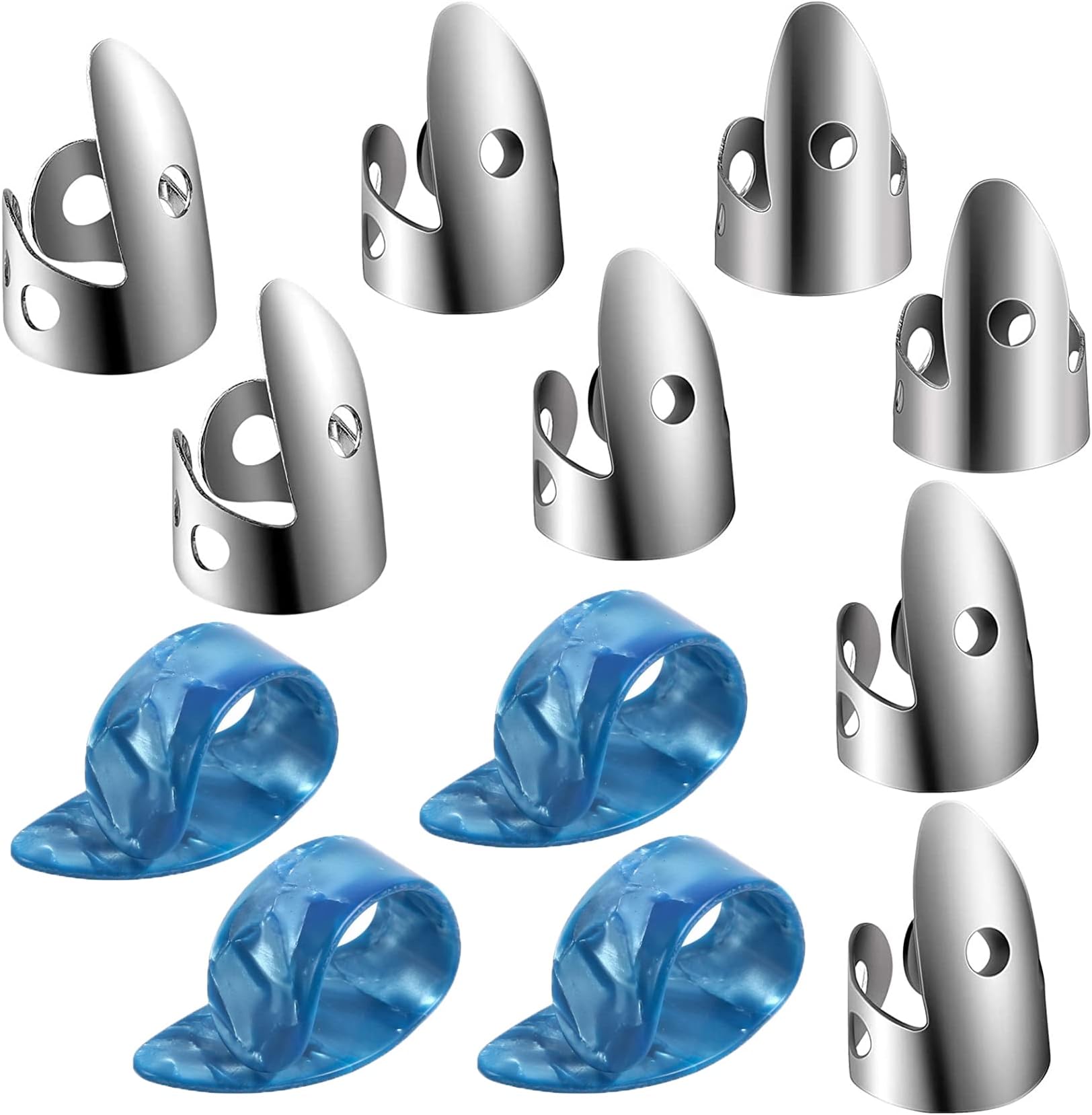 Amazon.com: 12PCS Steel Finger Thumb Picks Set, Including 8 Pieces ...