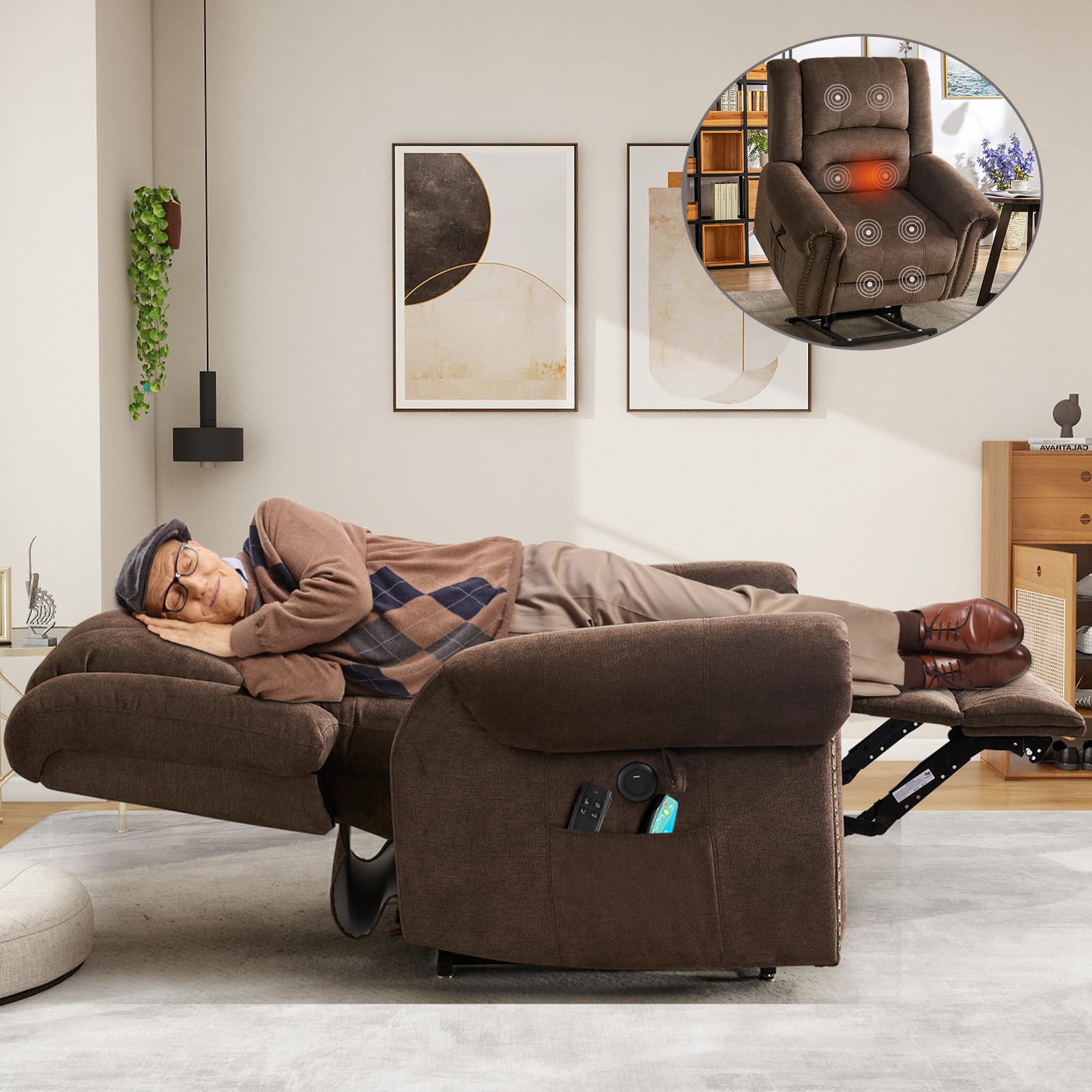 Amazon.com: CDCASA Dual Motor Lay Flat Lift Chairs Recliners for ...