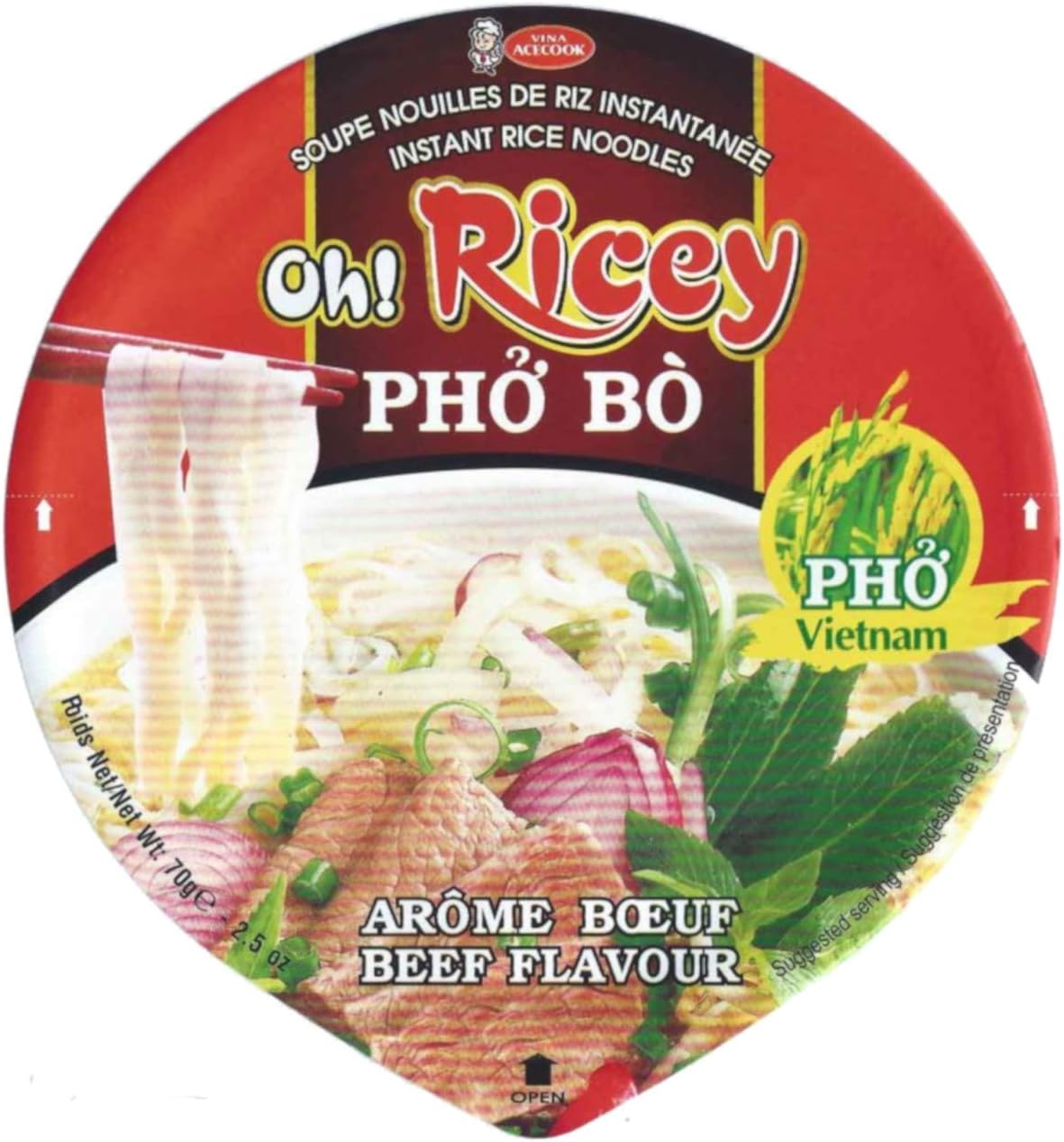Acecook Oh! Ricey Instant Pho Bo Rice Noodle Bowl Beef Flavour - 12 x ...