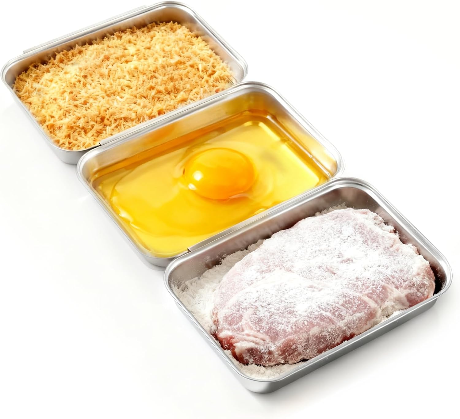 Amazon.com: 3 Pcs Breading Trays Set, Large Breading Pans, Stainless ...