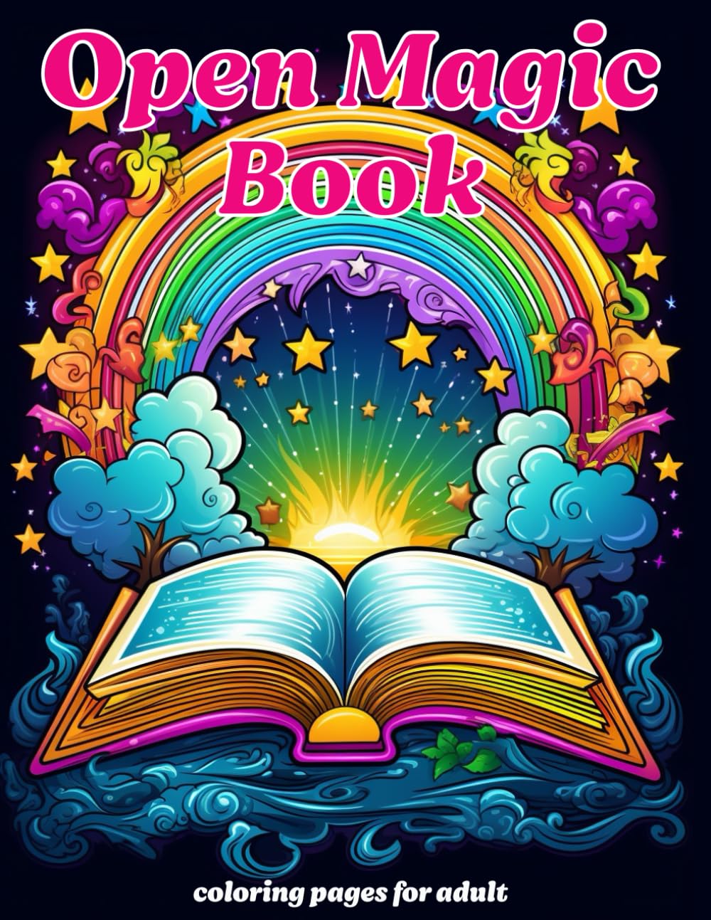Open Magic Book Coloring Pages for Adults: Relaxation and Mindfulness ...