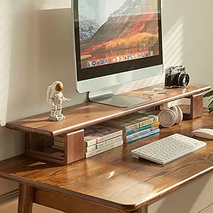 Amazon.com: ZYFAB Wood Monitor Stand Riser, Computer Desktop Stand Desk ...
