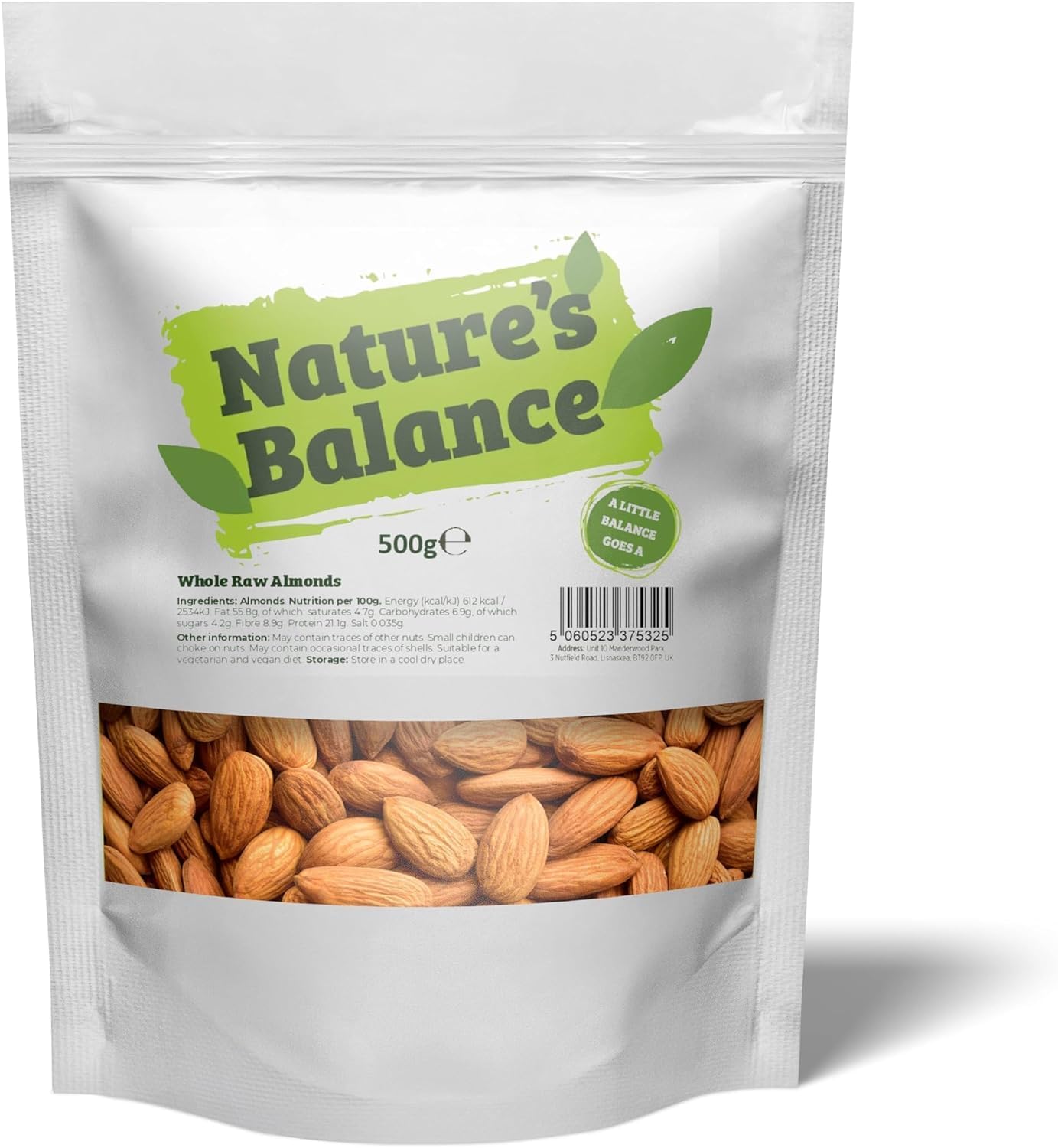 Natures Balance Whole Almonds Raw Vegan Nuts Unsalted, 500g : Amazon.co ...