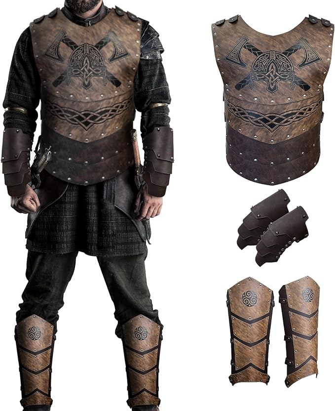 Amazon.com: HiiFeuer Viking Embossed Chest Armor with Medieval Leg ...