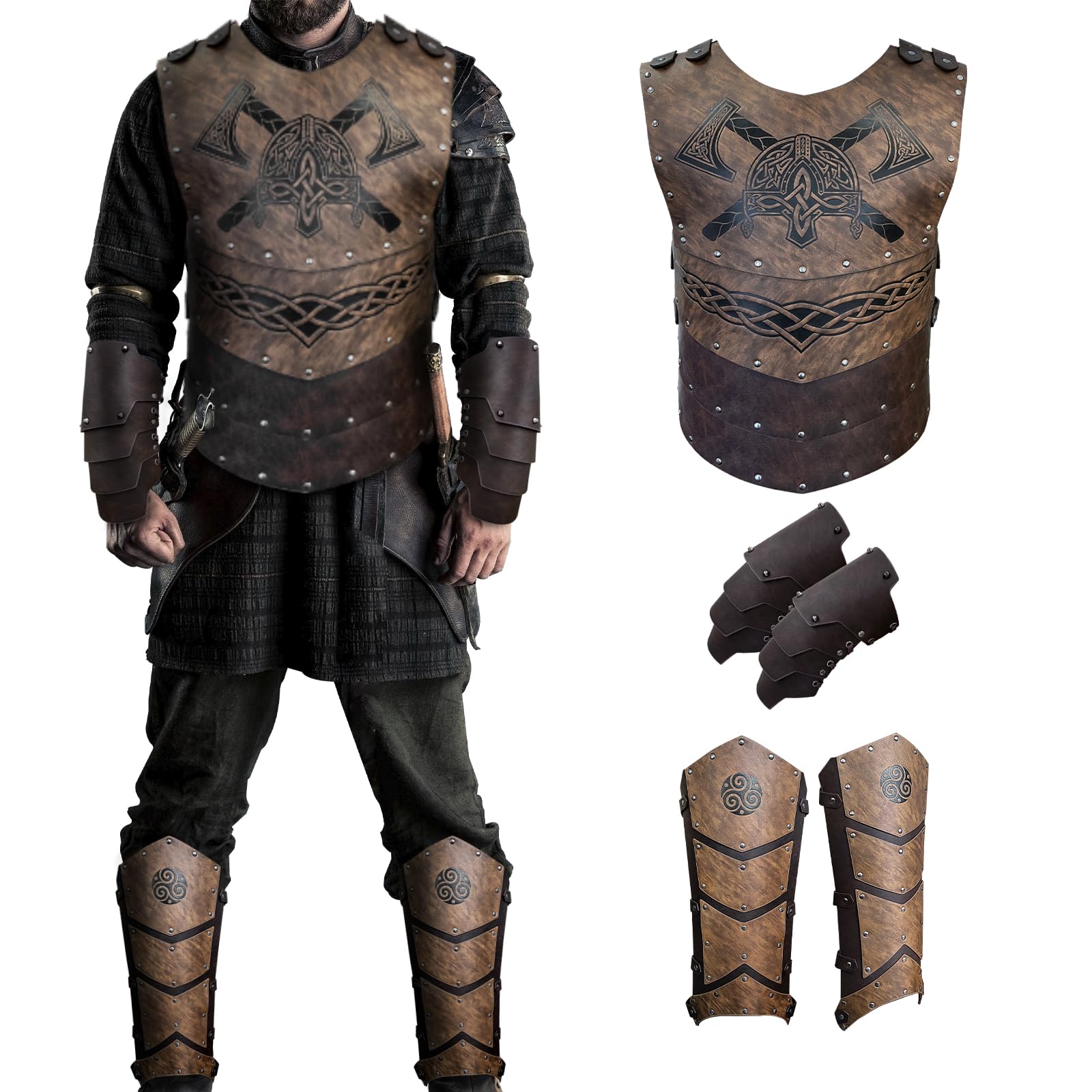 Amazon.com: HiiFeuer Viking Embossed Chest Armor with Medieval Leg ...