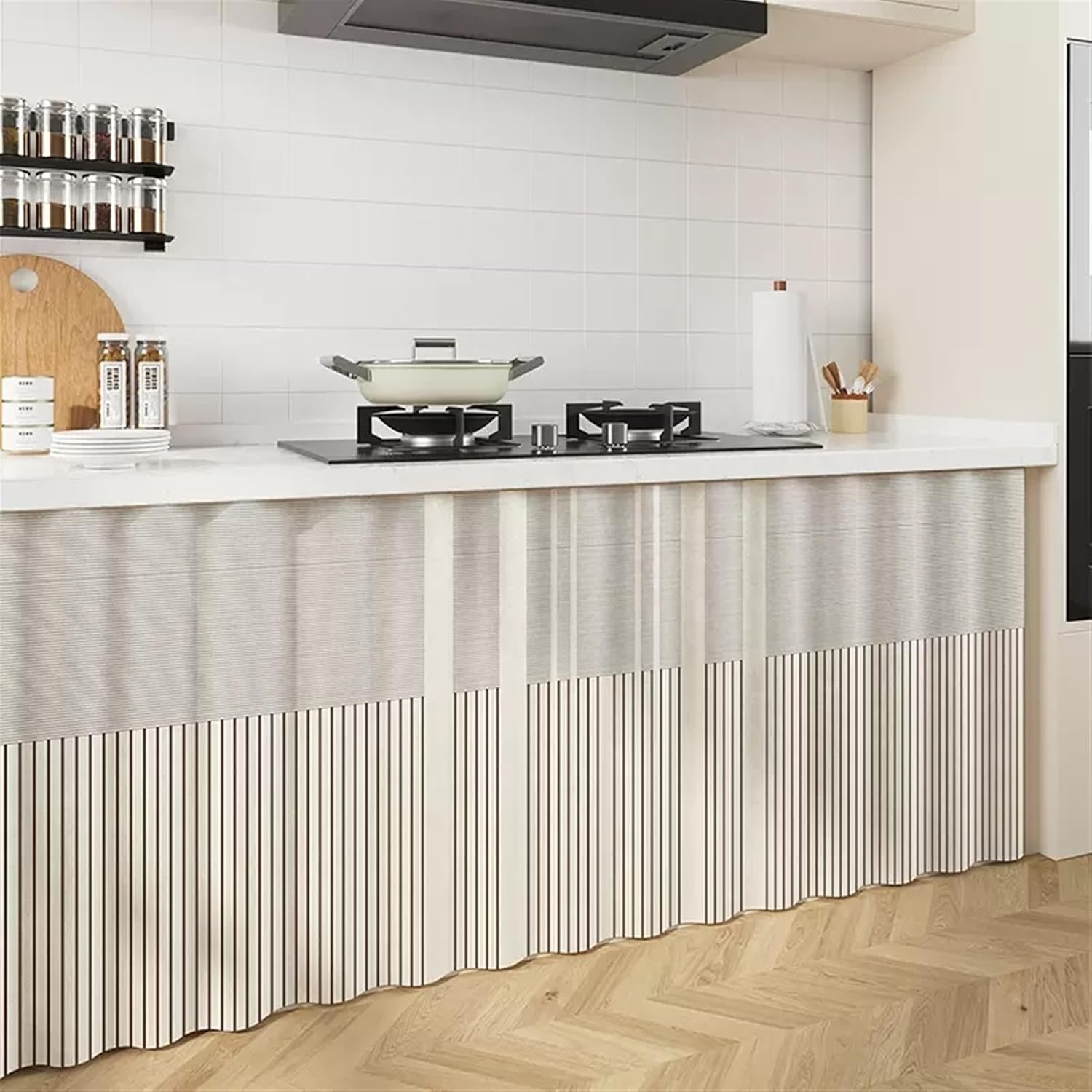 Amazon.com: Liveinu Cabinet Curtains for Kitchen, Dust Proof Curtain for Shelves Wall Panel ...