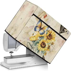 Amazon.com: Annejudy Sunflower Butterfly Vintage Print Sewing Machine ...