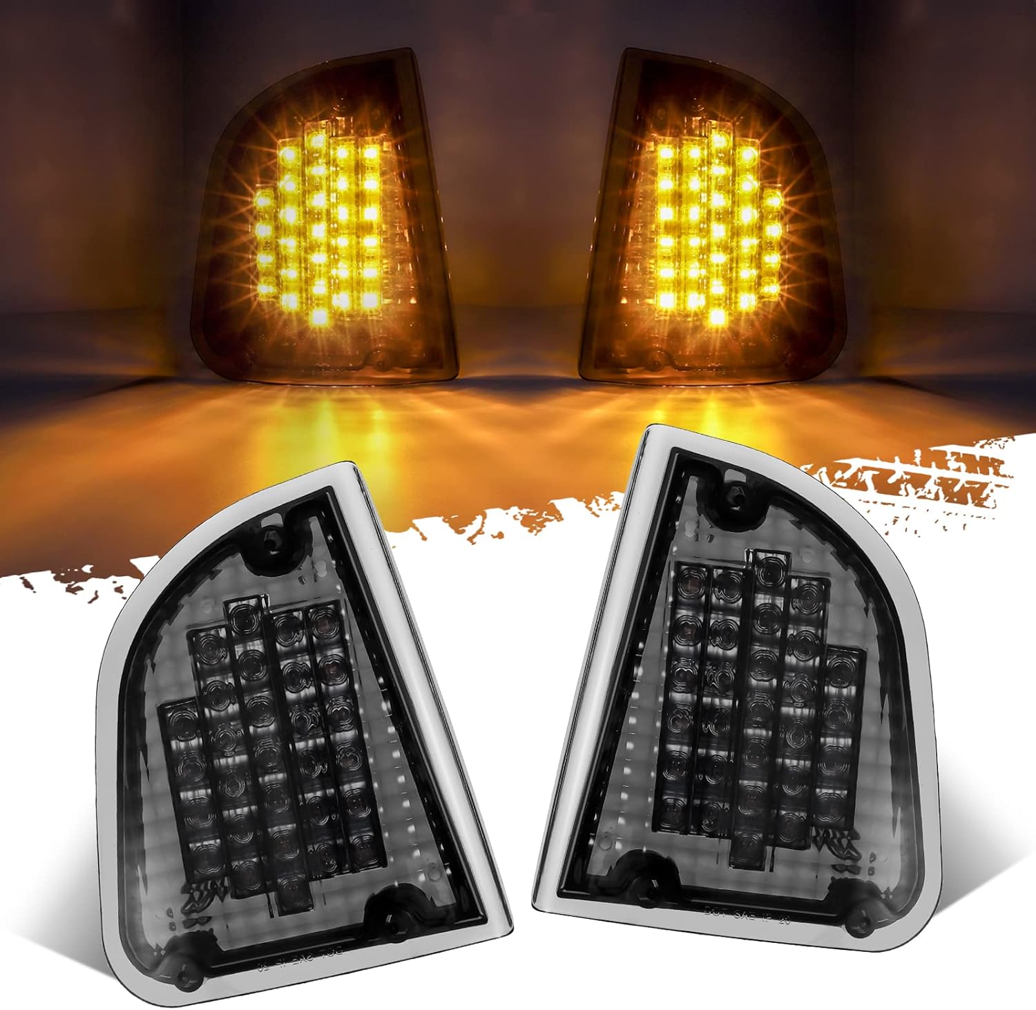 Partsam 1Pair Amber 29 LED Front Turn Signal Lights and Parking Lights ...