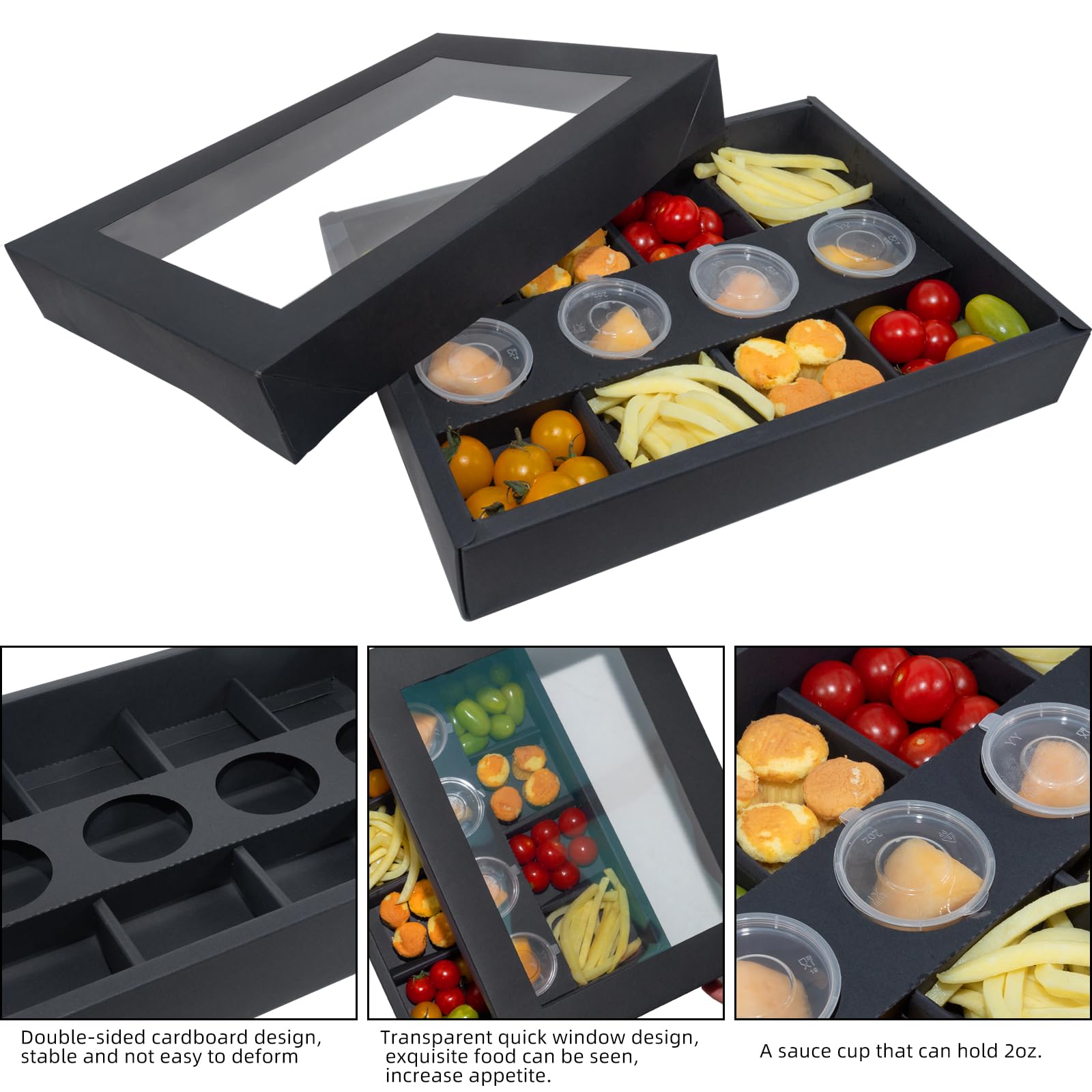 Snapklik.com : 10PK Divided Cardboard Catering Container w/Lid, 8-Grid ...