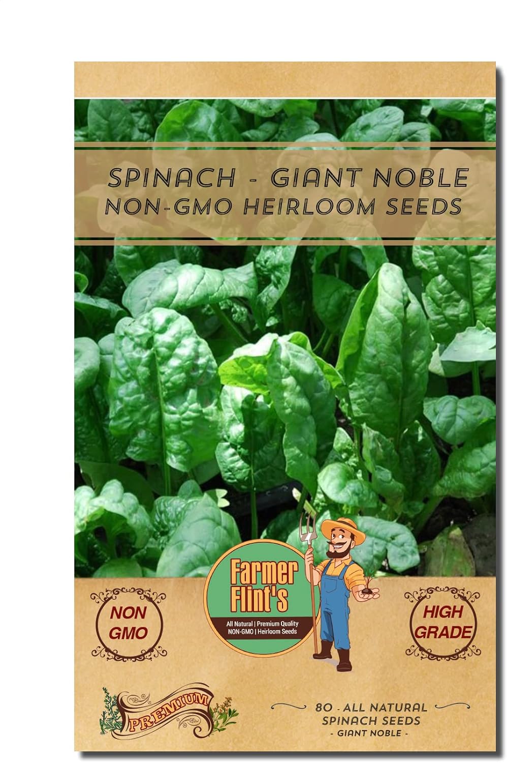 Amazon.com : Giant Noble Spinach Seeds - Non-GMO Heirloom Spinach Leafy ...