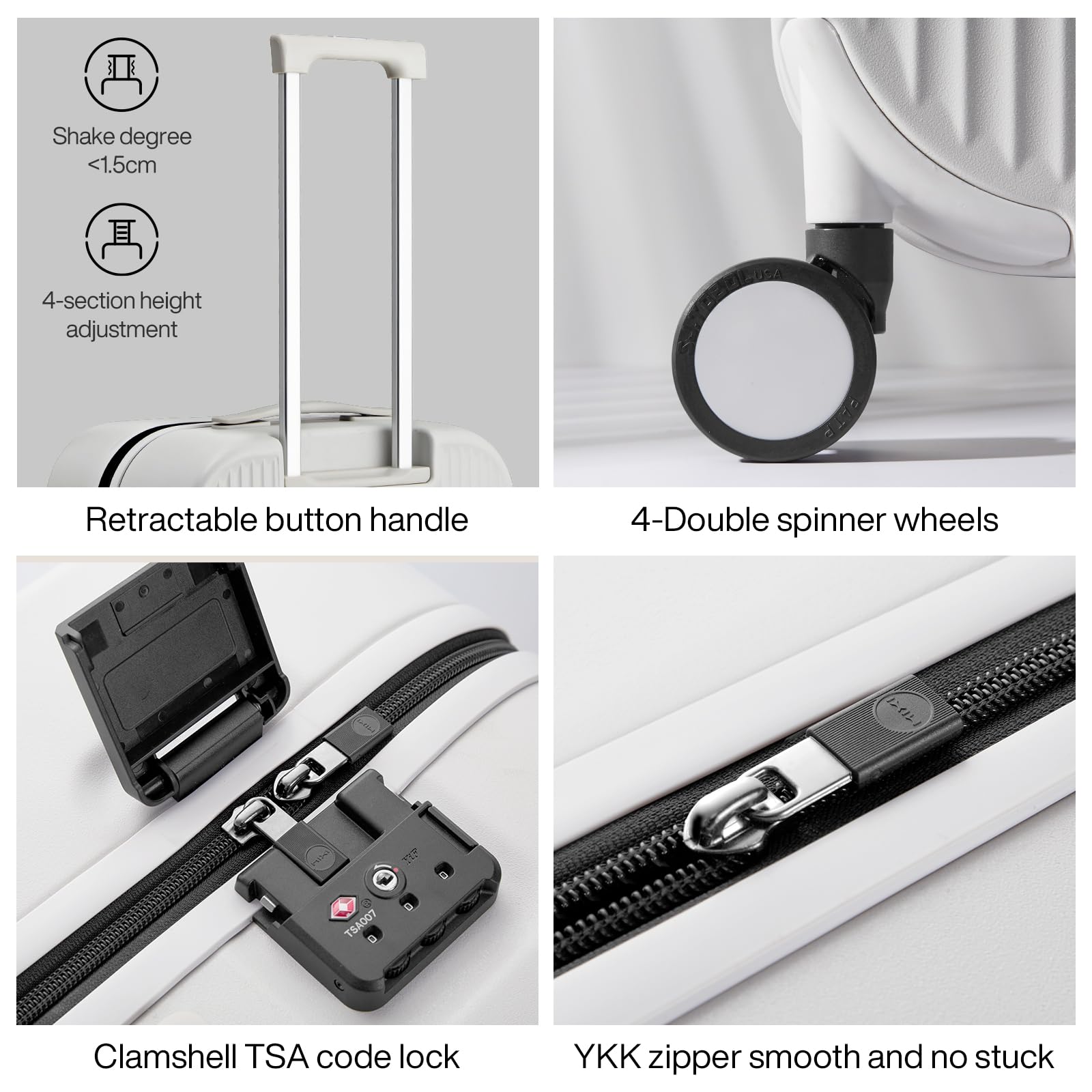 Snapklik.com : Mixi Hardside PC Suitcase 20 Inch Carry On Luggage Spinner Wheels TSA