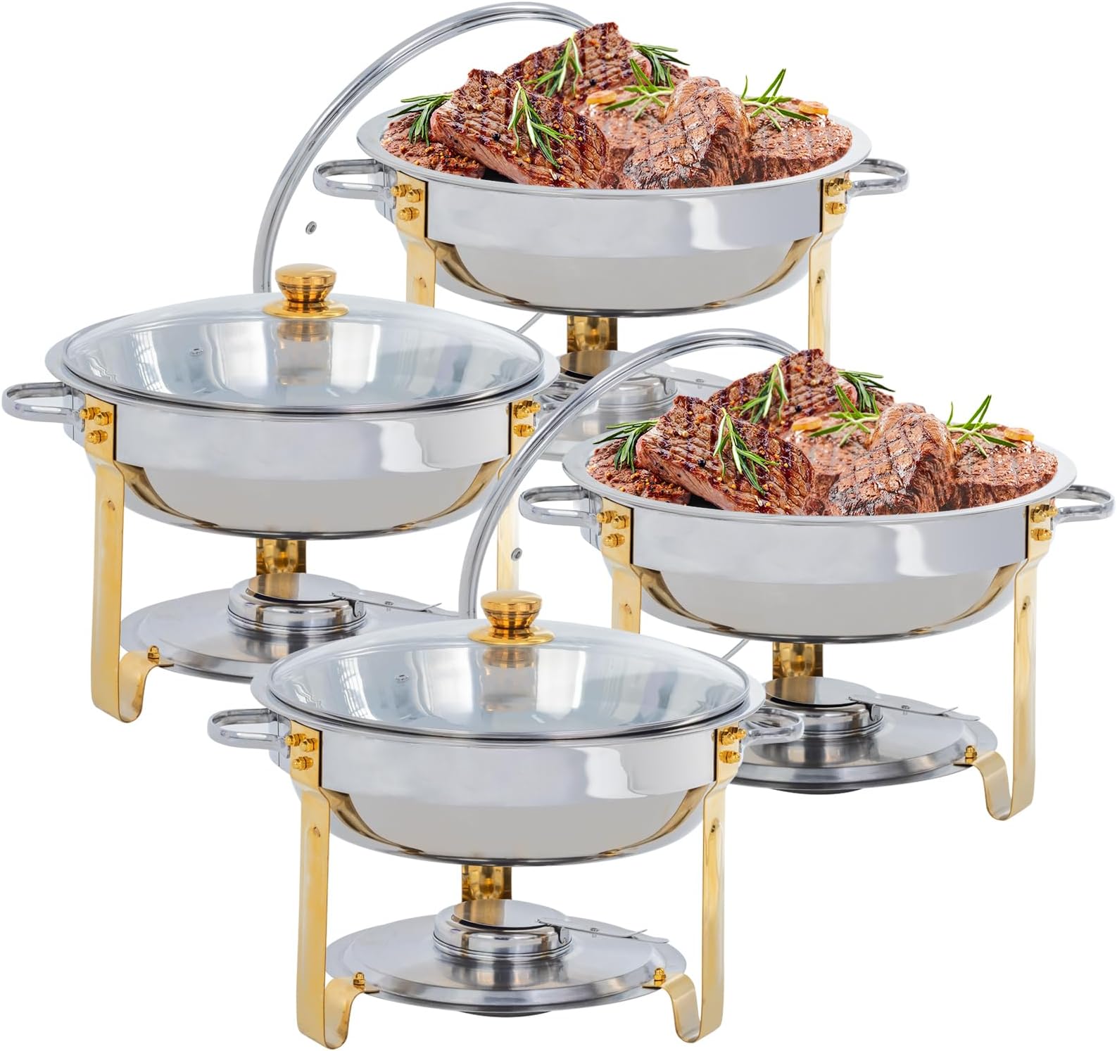 Amazon.com: SETLUX 5QT Chafing Dish Buffet Set 4 Pack Round Stainless ...