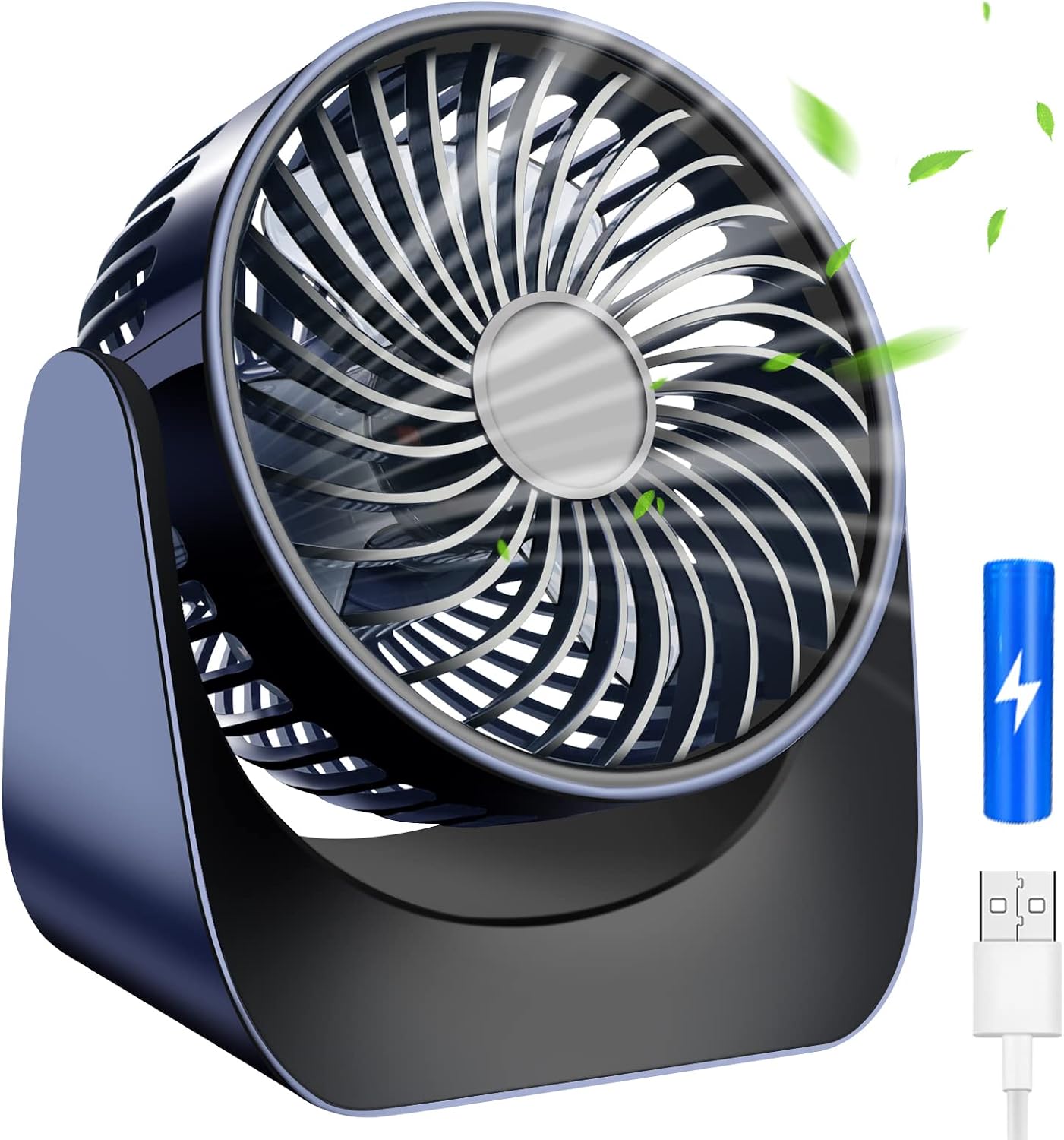 BEGKYA Desk Fan, Mini USB Fan Silent with Battery Powered, 3 Speeds ...