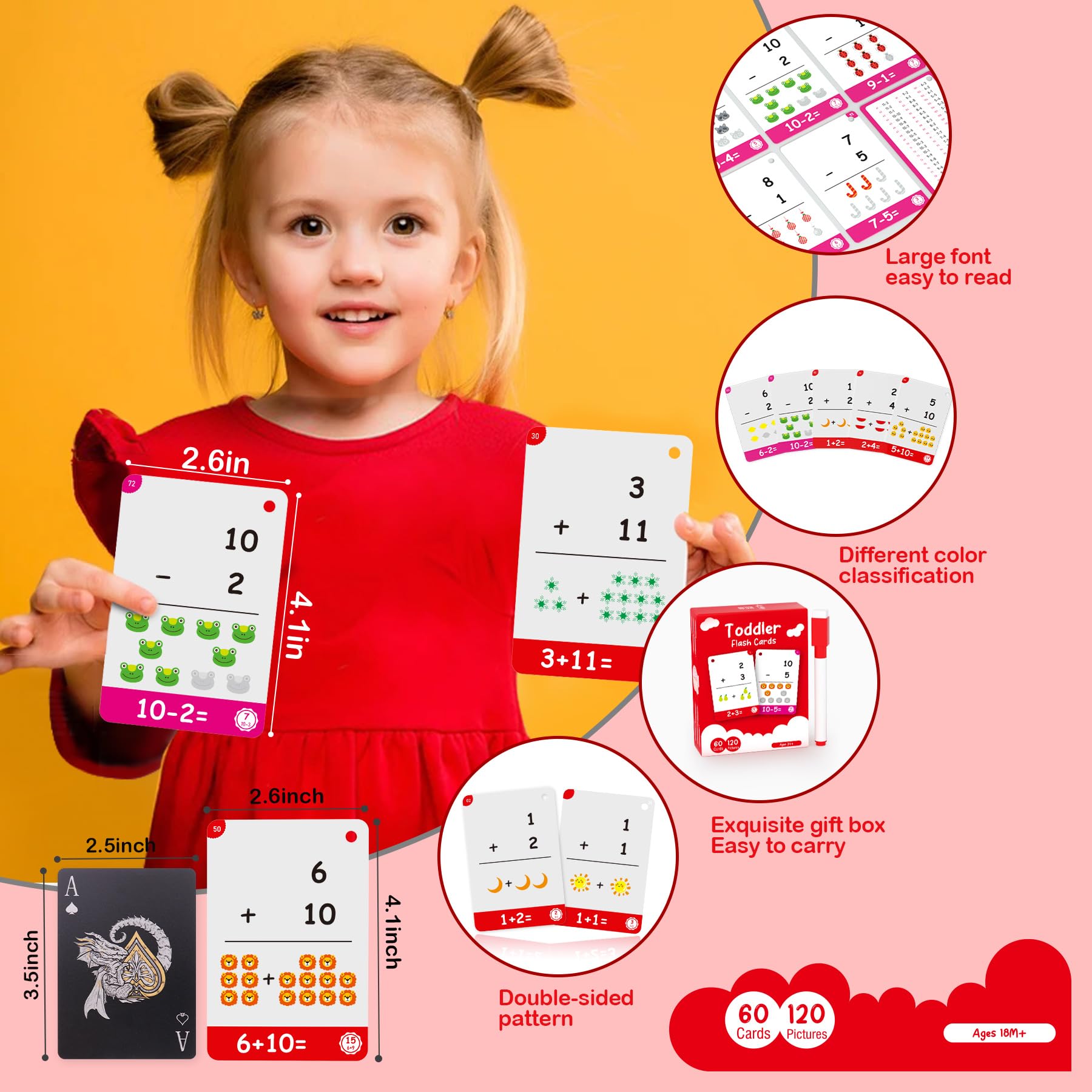 Snapklik.com : 60Cards, 120 Pictures Math Flash Cards For Kindergarten ...
