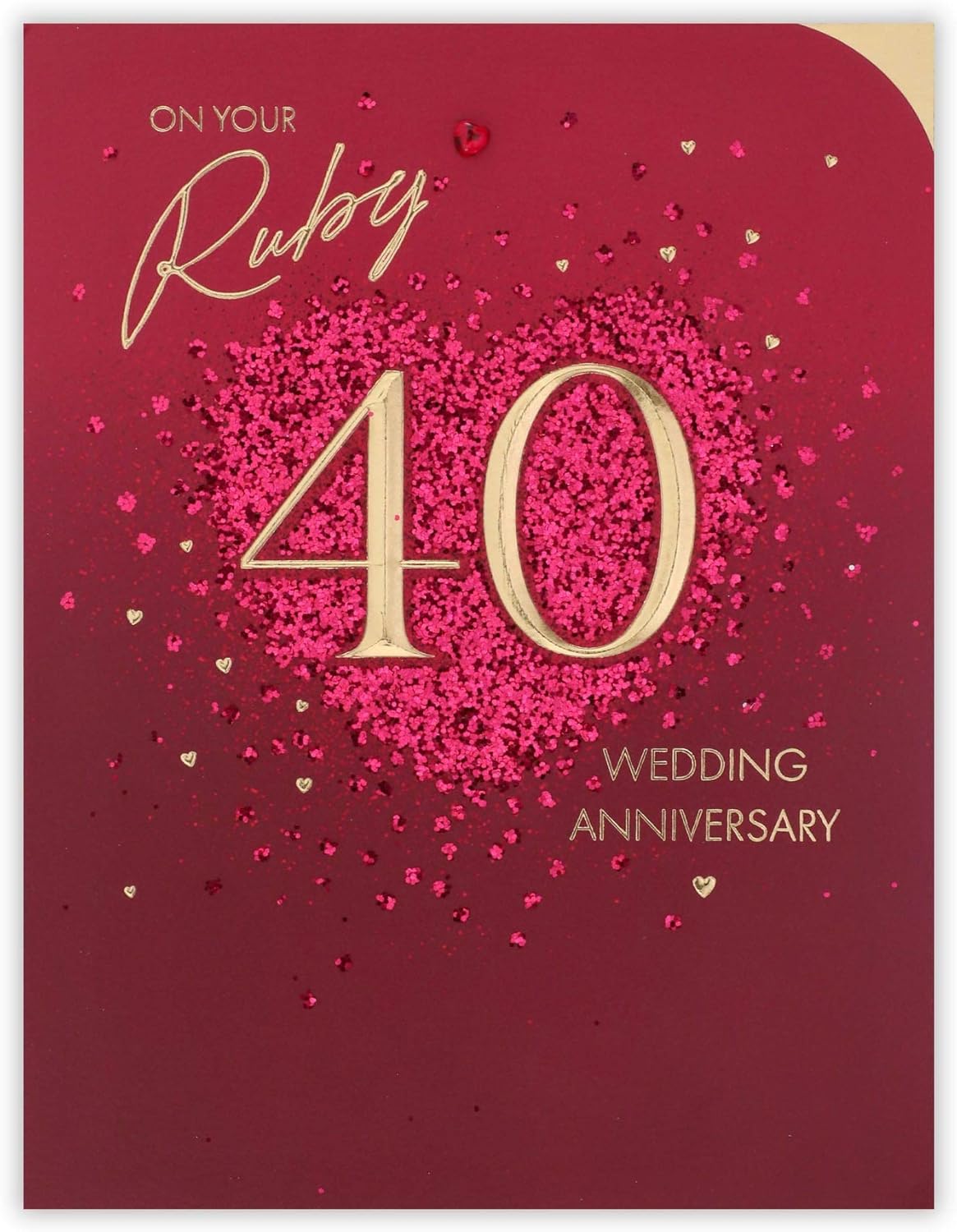 Clintons 40th Ruby Red Wedding Anniversary Card 149x159mm Multi Clintons 40th Ruby Red Wedding Anniversary Card 149x159mm Multi