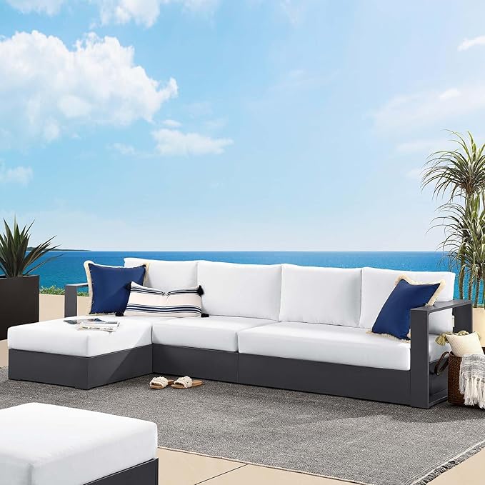 Amazon.com : Modway Tahoe Modular Aluminum Outdoor Patio Furniture Gray ...