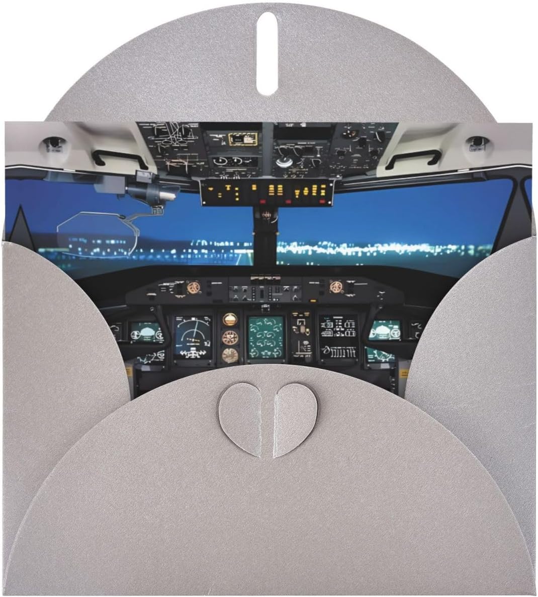 Graue Flugzeug-Cockpit-hochwertige Perlpapier-Grußkarte =>> 10,2 x 15,2 ...