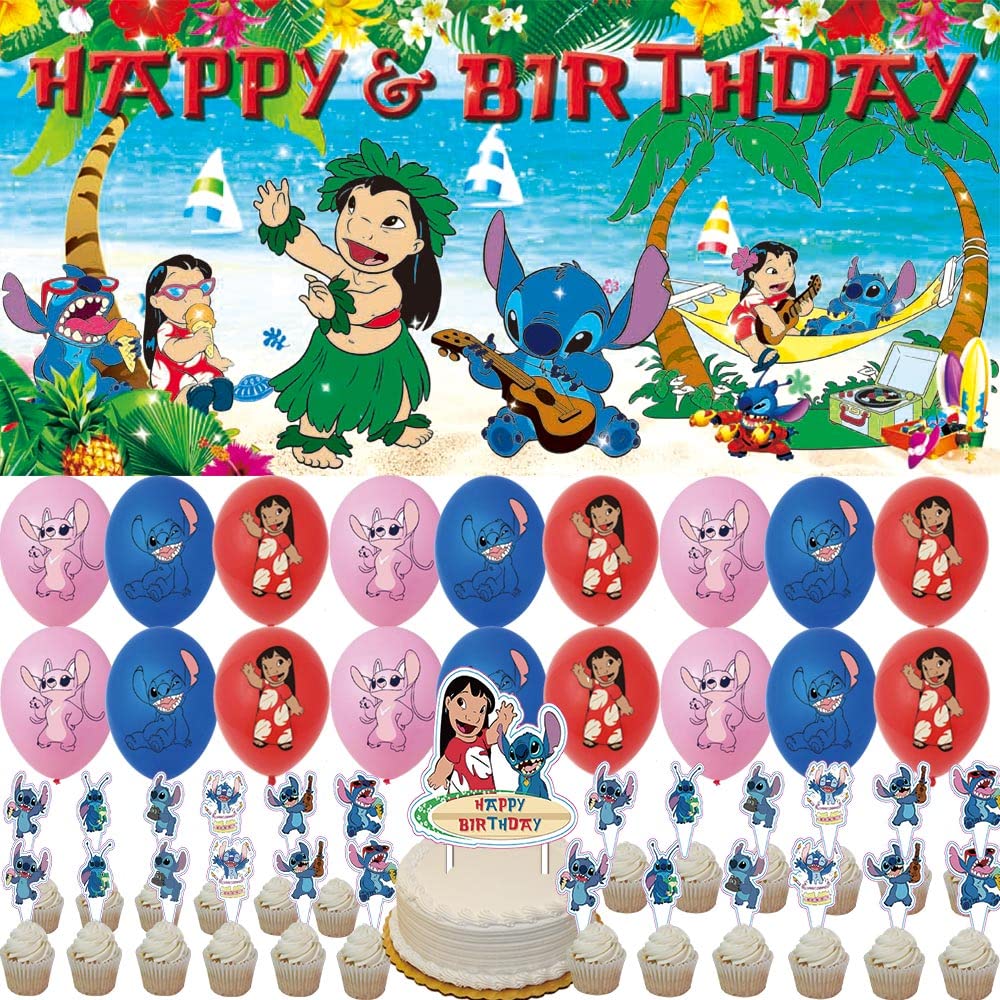 Buy Lilo And Stitch Party Supplies Decorations Banner Cake Topper ...