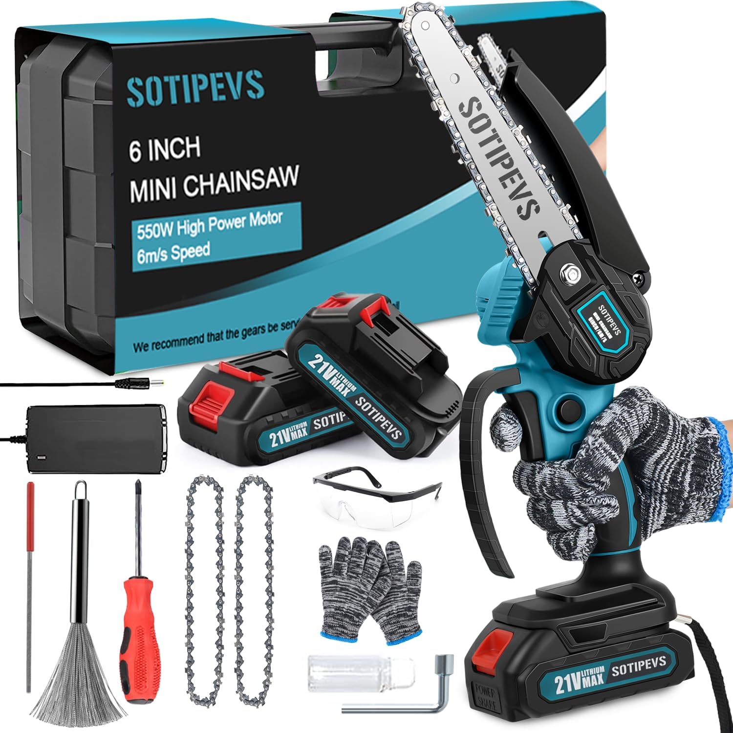 Amazon.com : Cordless Mini Chainsaw,6-INCH Electric Power Chainsaw ...