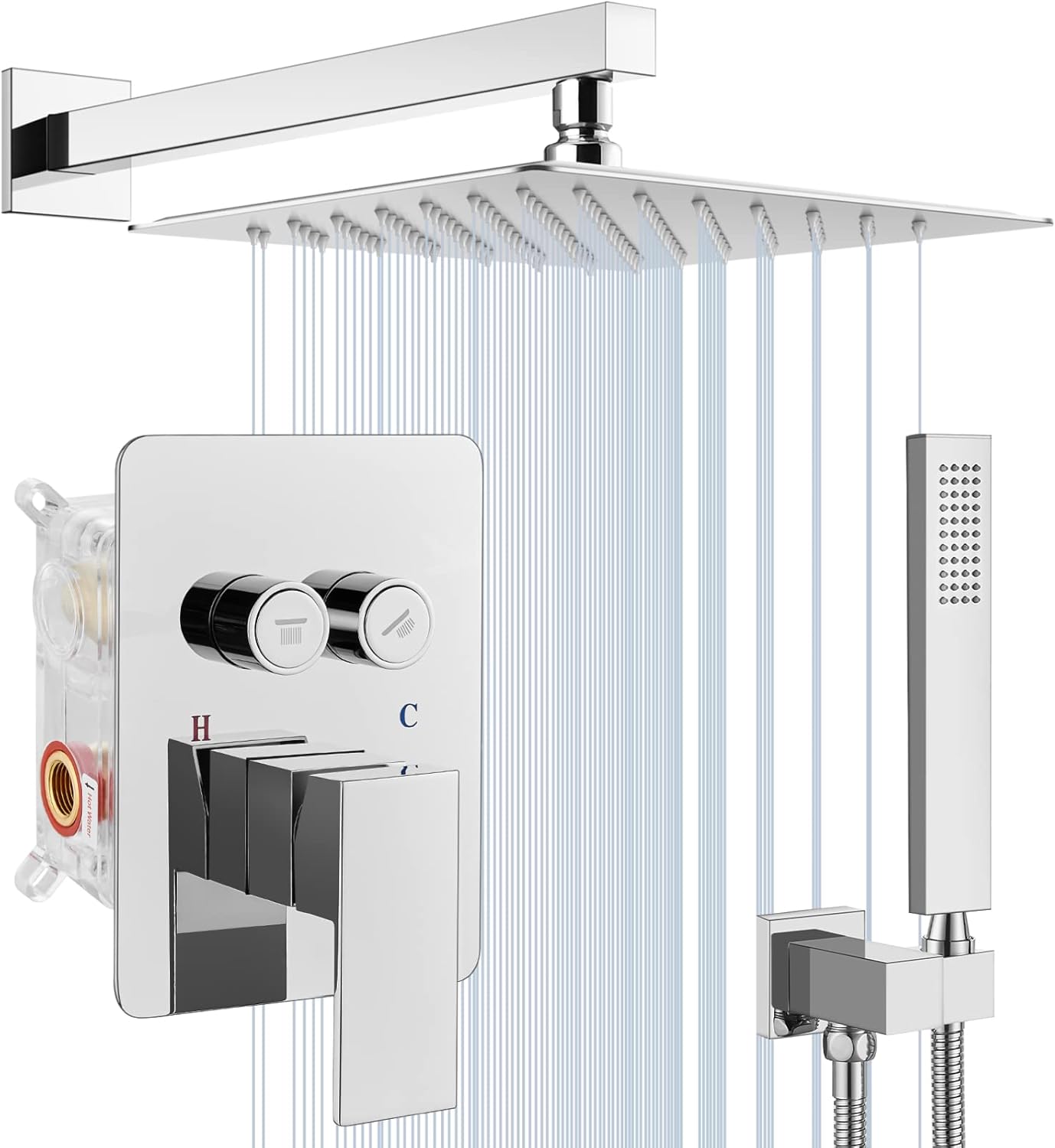 Midanya Rain Shower System Square Rainfall Shower Head Wall Mount ...