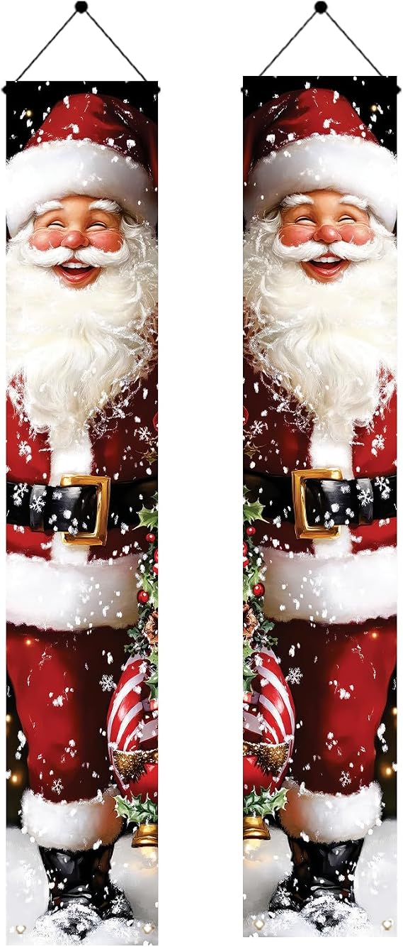 Amazon.com: Saoplasa 2PCS Santa Claus Christmas Porch Banners 71 x 12 ...