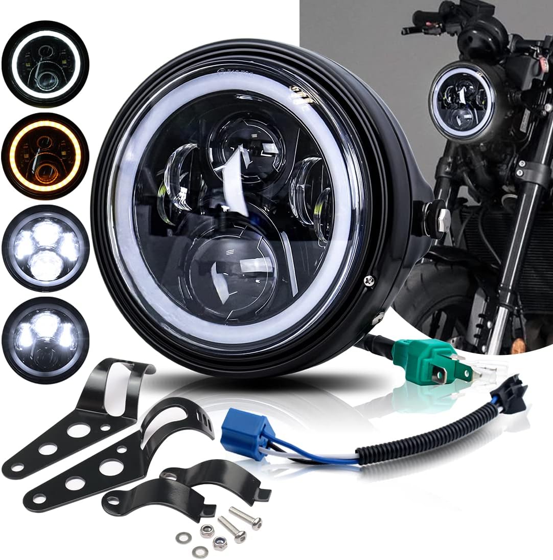 Amazon.com: Keenso 7" Universal H4 Motorcycle Headlights,Round ...