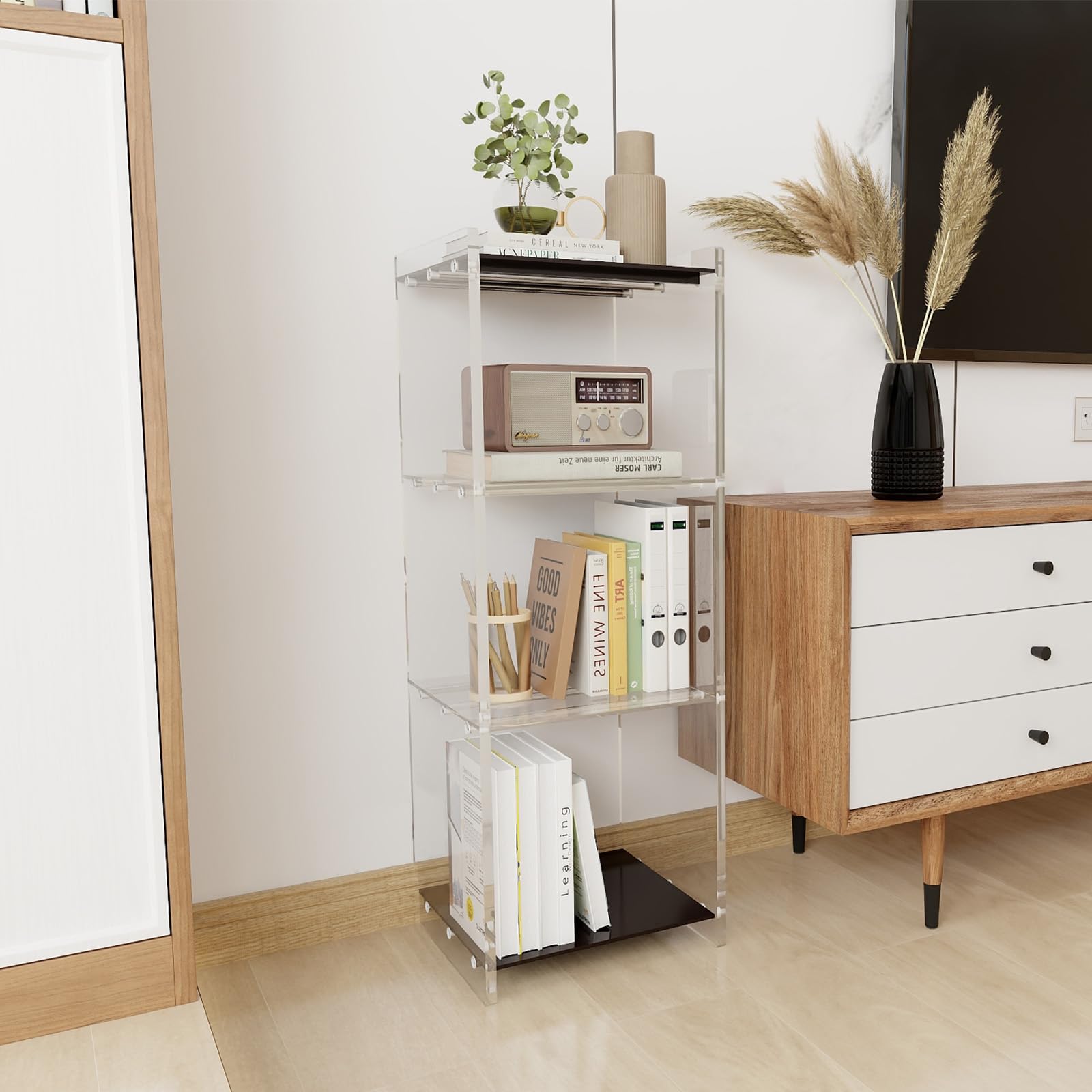 Snapklik.com : KSacry Acrylic Clear Bookshelf Bookcase