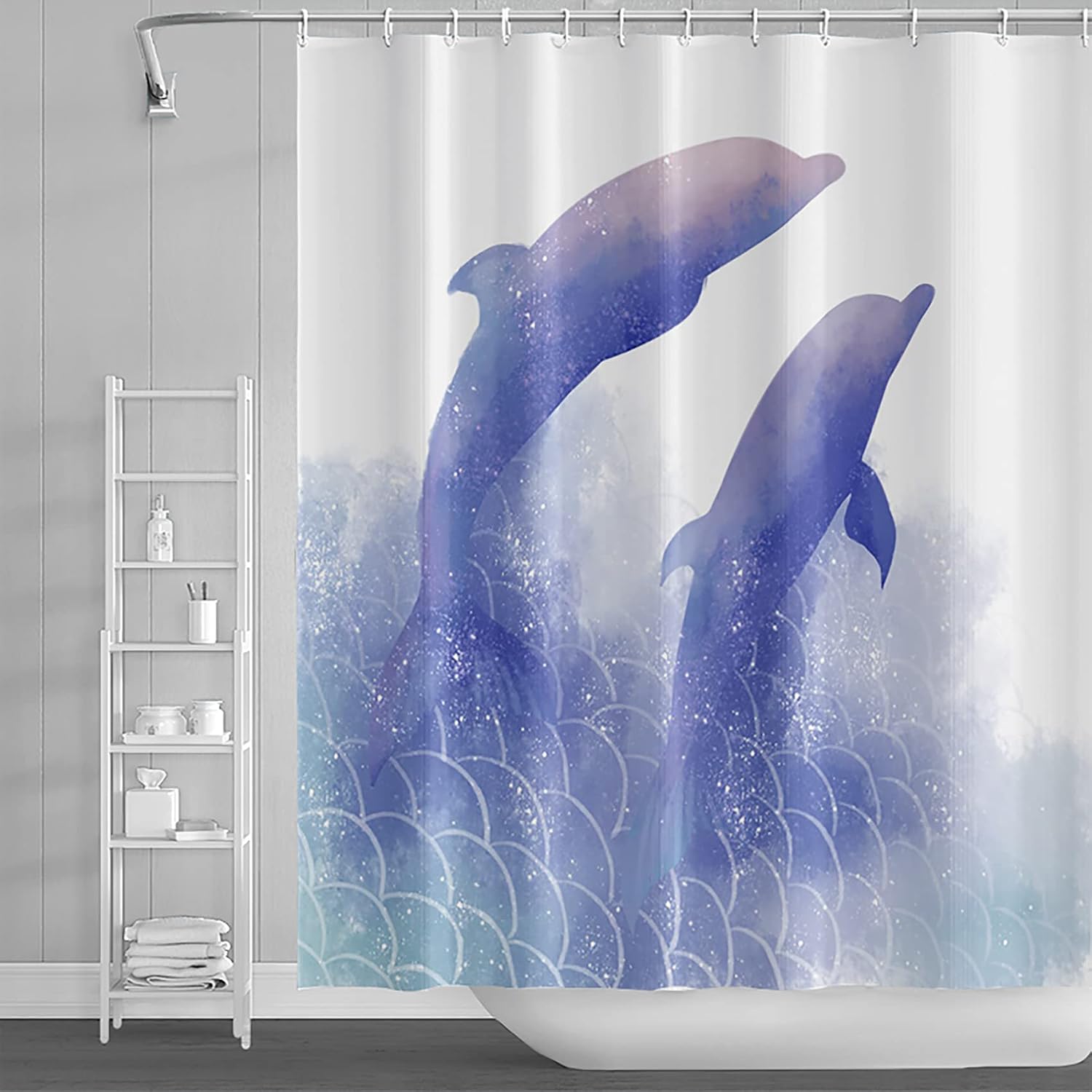 Amazon.com: Yeele Purple Dolphin Shower Curtains,Modern Style Small ...
