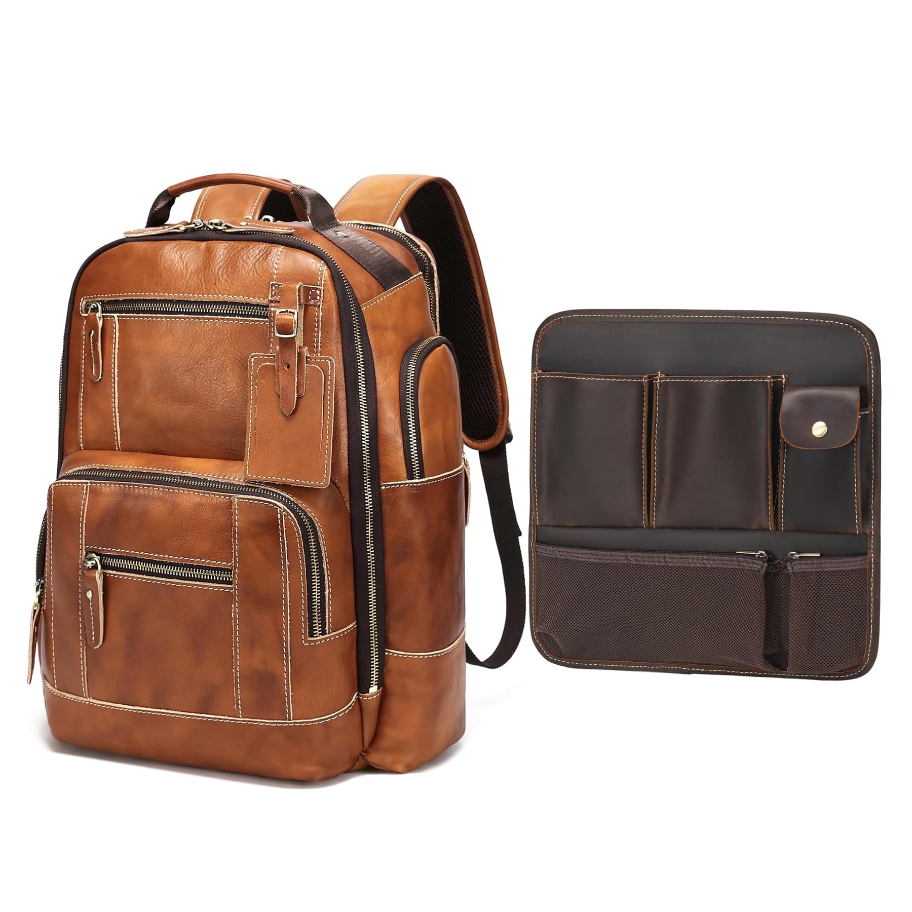 Amazon.com: LANNSYNE Mens Vintage Genuine Leather Backpack Fits 15.6 ...